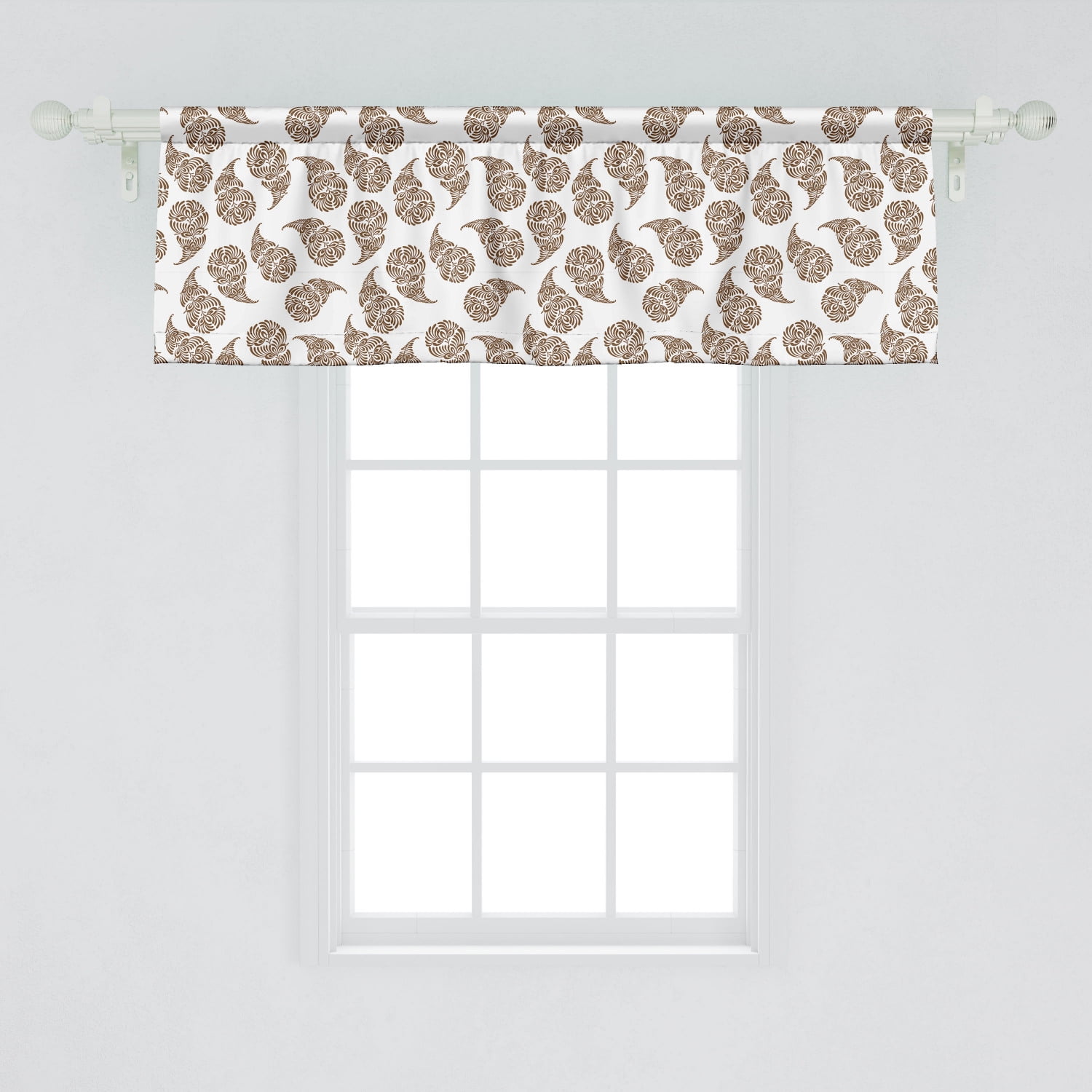 Ambesonne Brown Paisley Window Valance Abstract Leafy Inspired