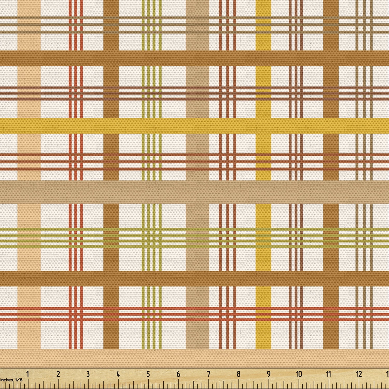 Ambesonne Brown Plaid Fabric by the Yard Upholstery, Earth Tones ...