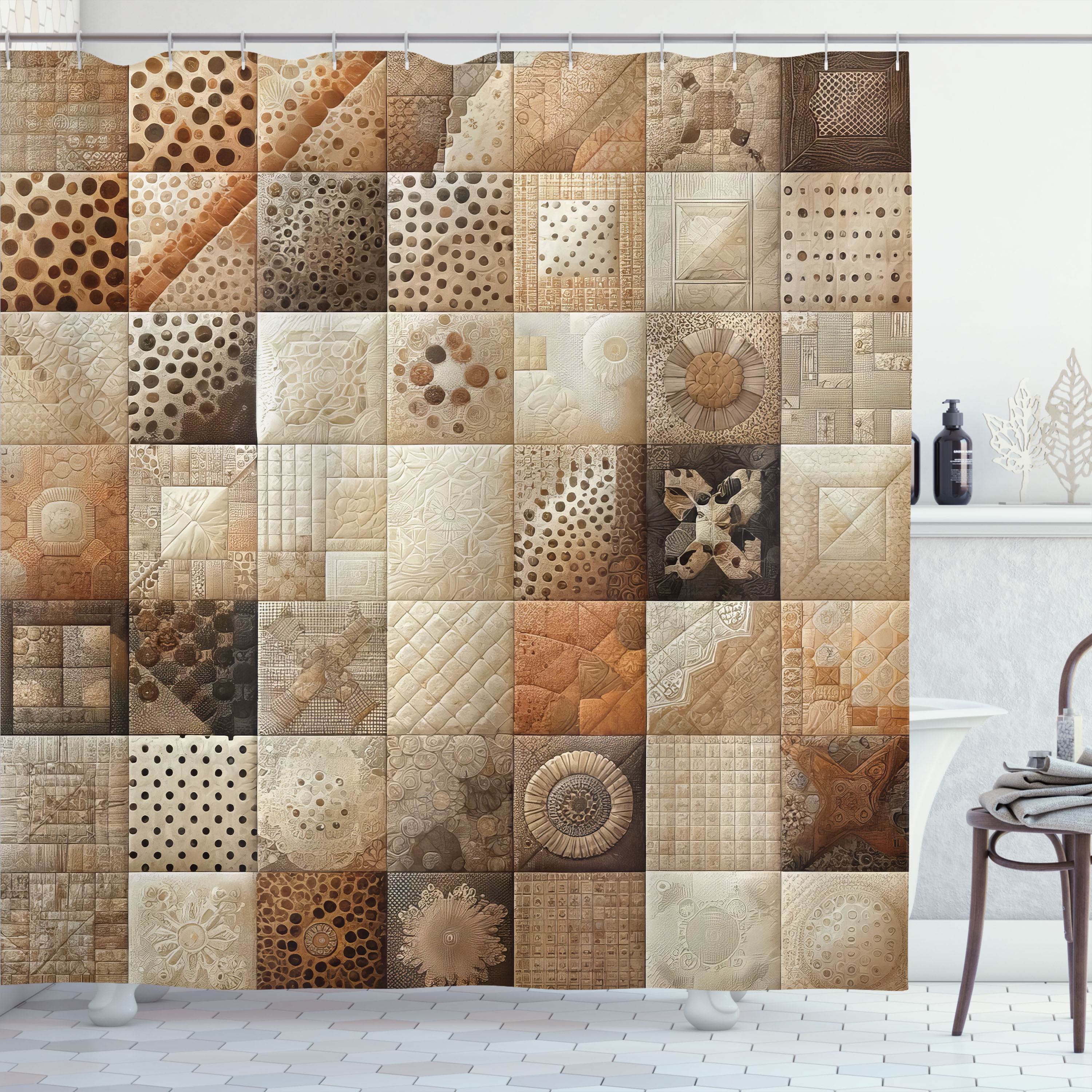 Ambesonne Brown Shower Curtain, Sepia Color Palette Boho Art, 69"Wx70"L, Beige and Pale Cinnamon ...