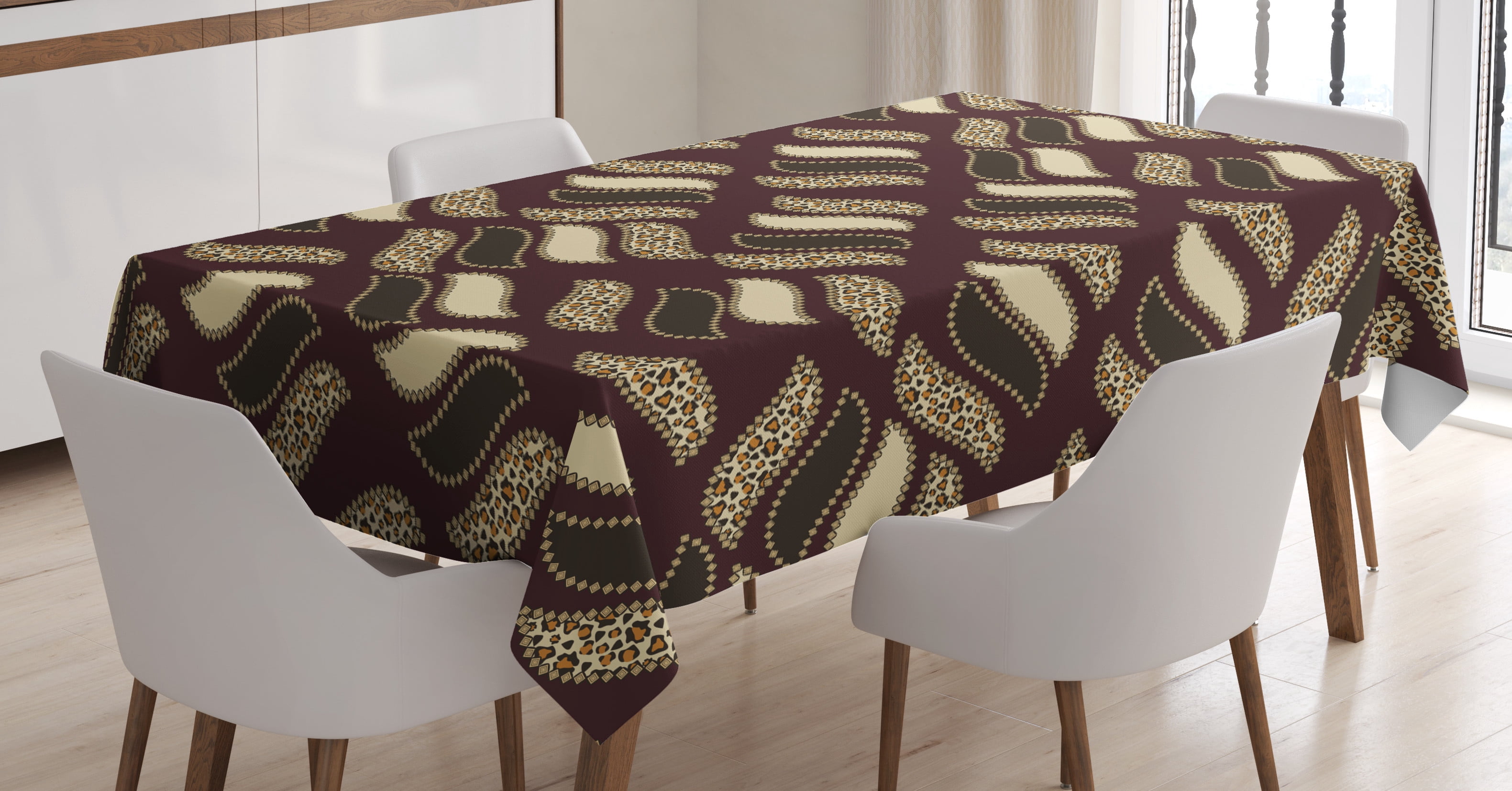 Ambesonne Brown Tablecloth Rectangular Table Cover, Cheetah Skin ...