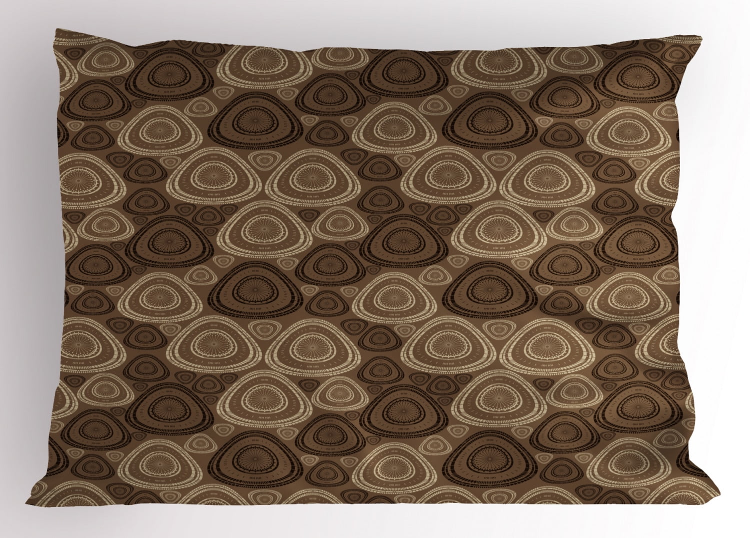 Ambesonne Brown and Ivory Pillow Sham, Oval Triangle Shape, 26" X 20 ...