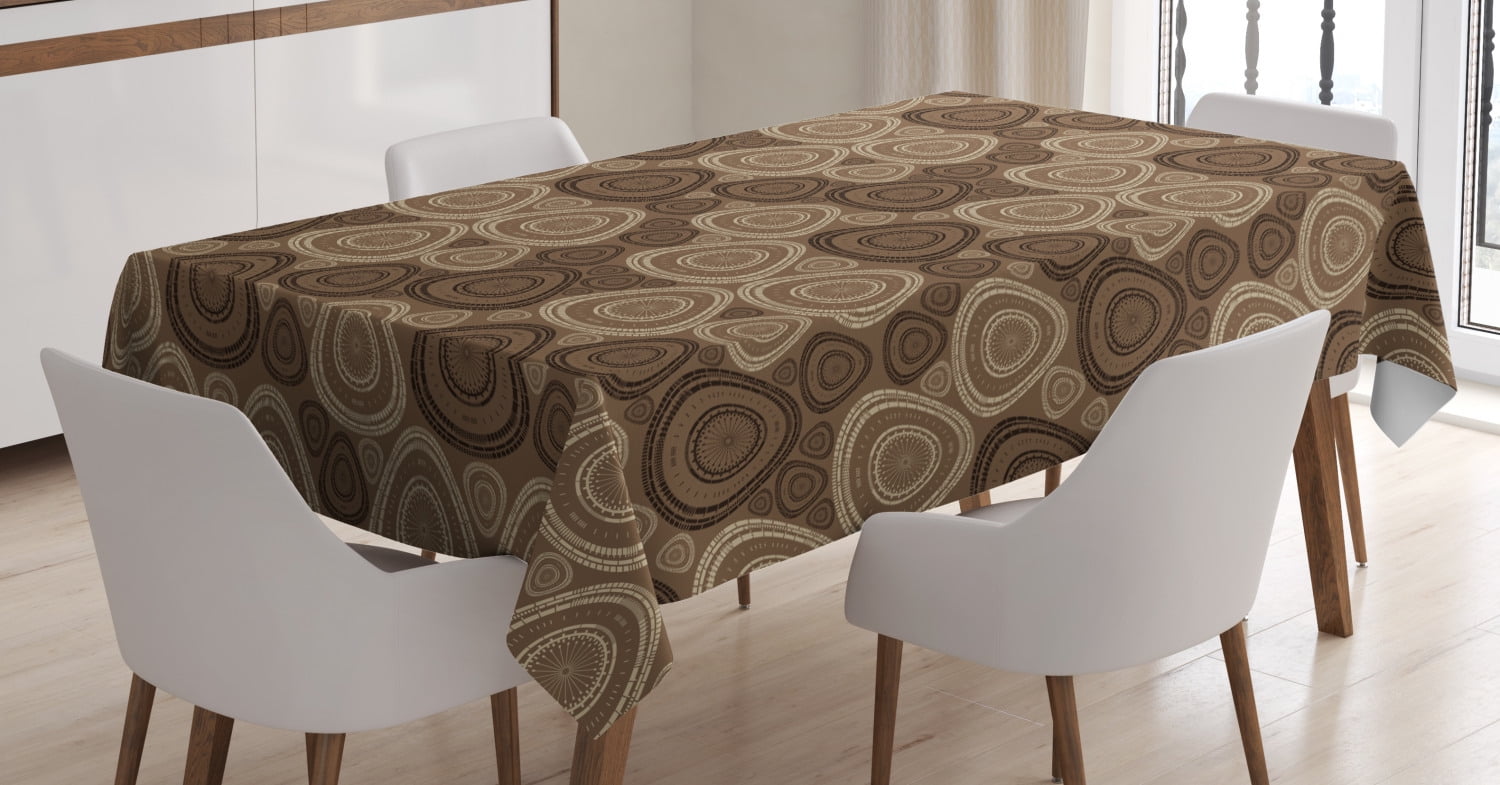 Ambesonne Brown and Ivory Tablecloth Rectangular Table Cover, Oval ...