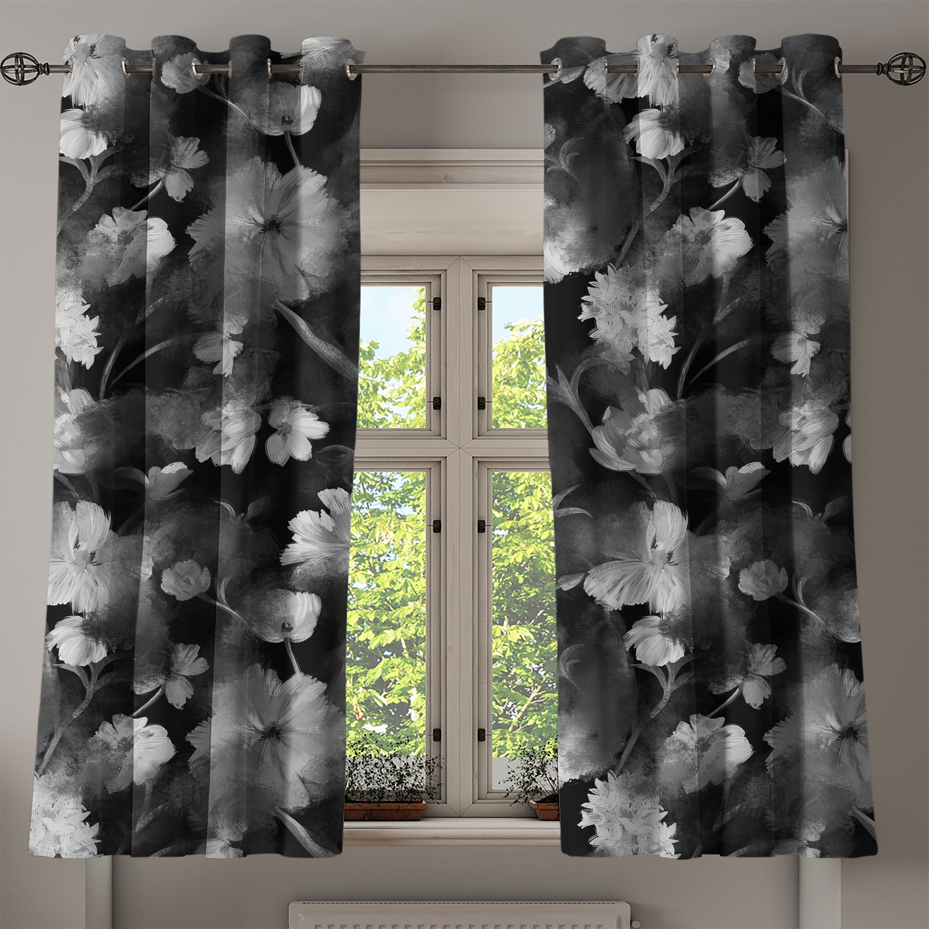 Ambesonne Buds Pattern Grommet Curtain, Dreamy Floral Gothic, 50"x60 ...