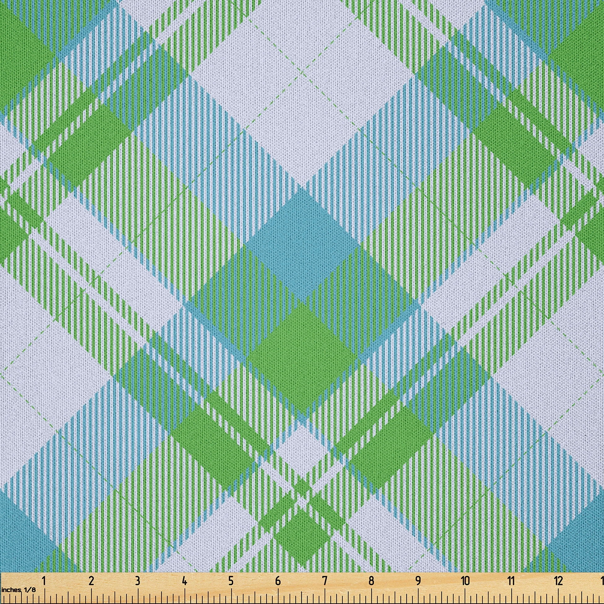 Ambesonne Buffalo Check Fabric by the Yard Microfiber, Diagonal Plaid ...