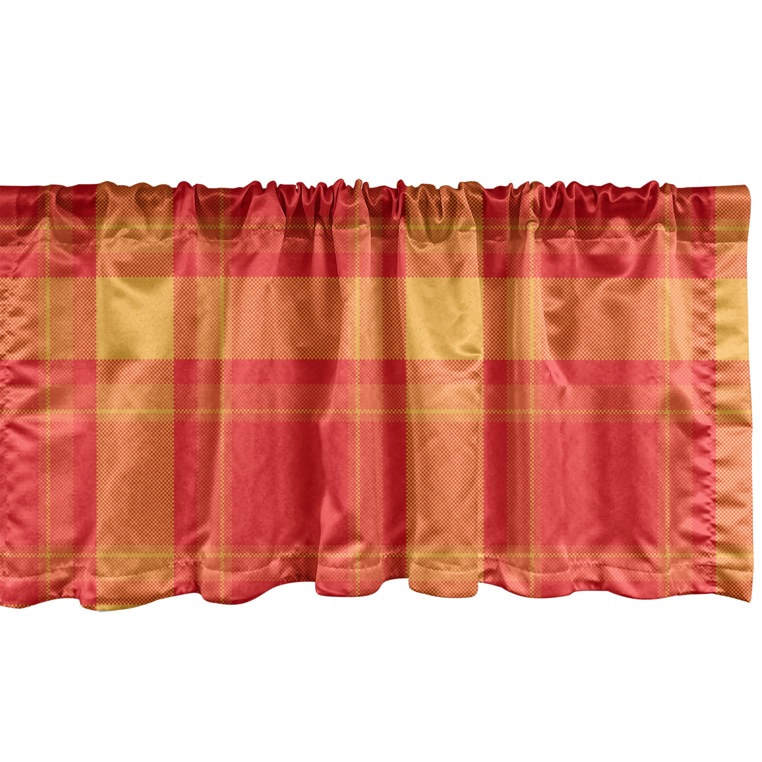Ambesonne Buffalo Check Valance Pack of 2, Squares Hot Colors, 54"X18 ...