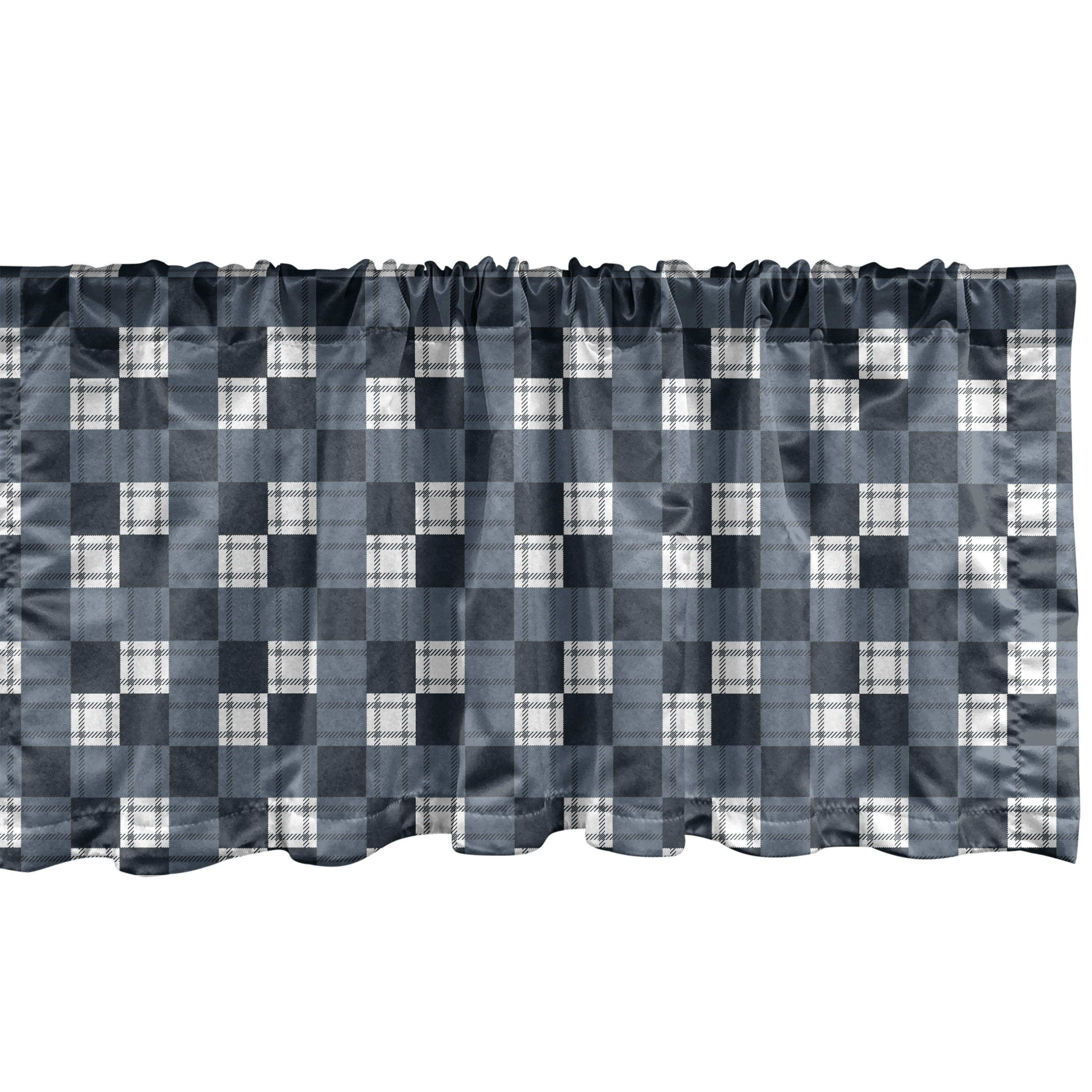 Ambesonne Buffalo Plaid Valance Pack of 2, Squares Retro Motif, 42"X12 ...