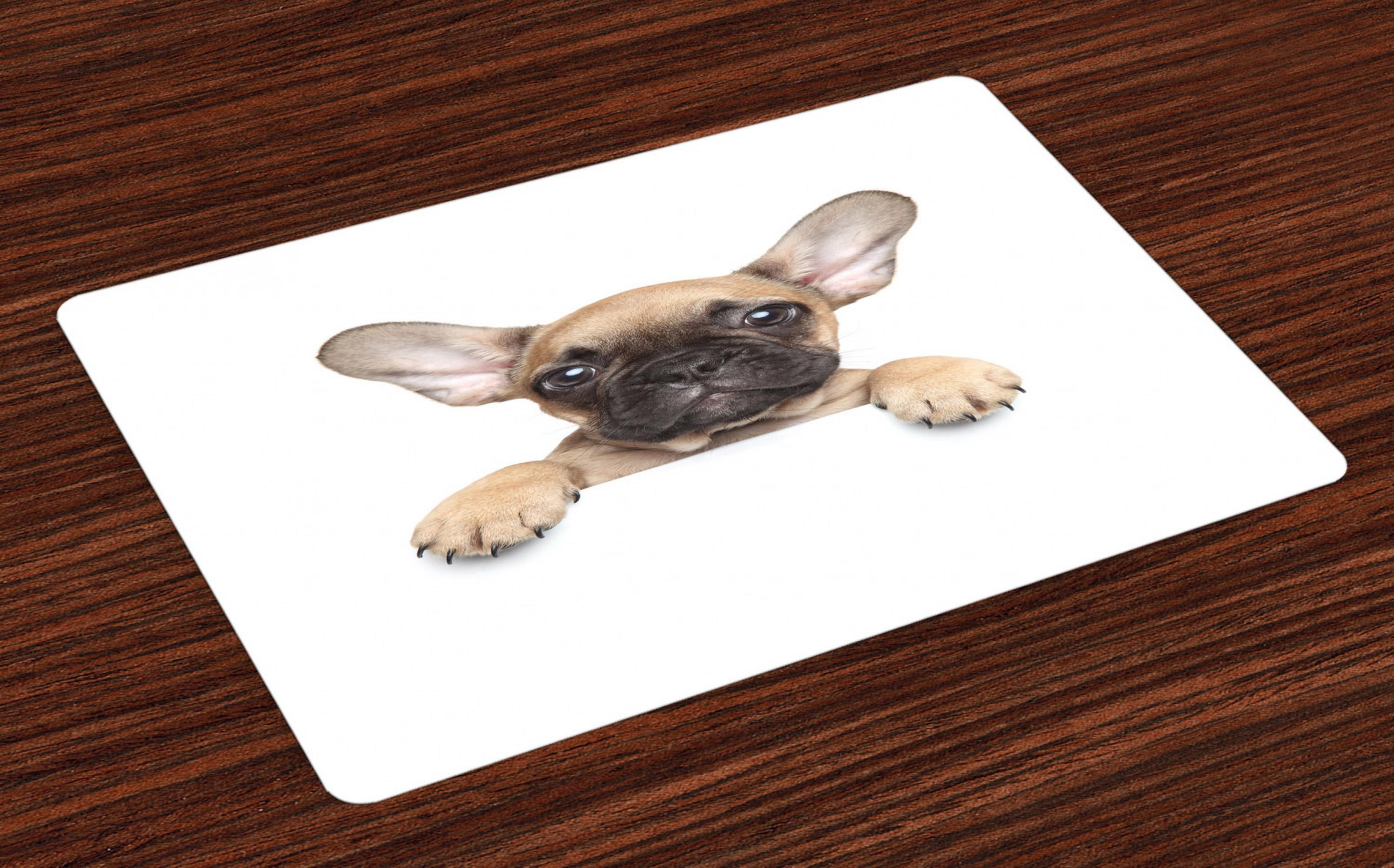 Ambesonne Bulldog Place Mats Set of 4, Pedigreed Young Puppy, Standard ...