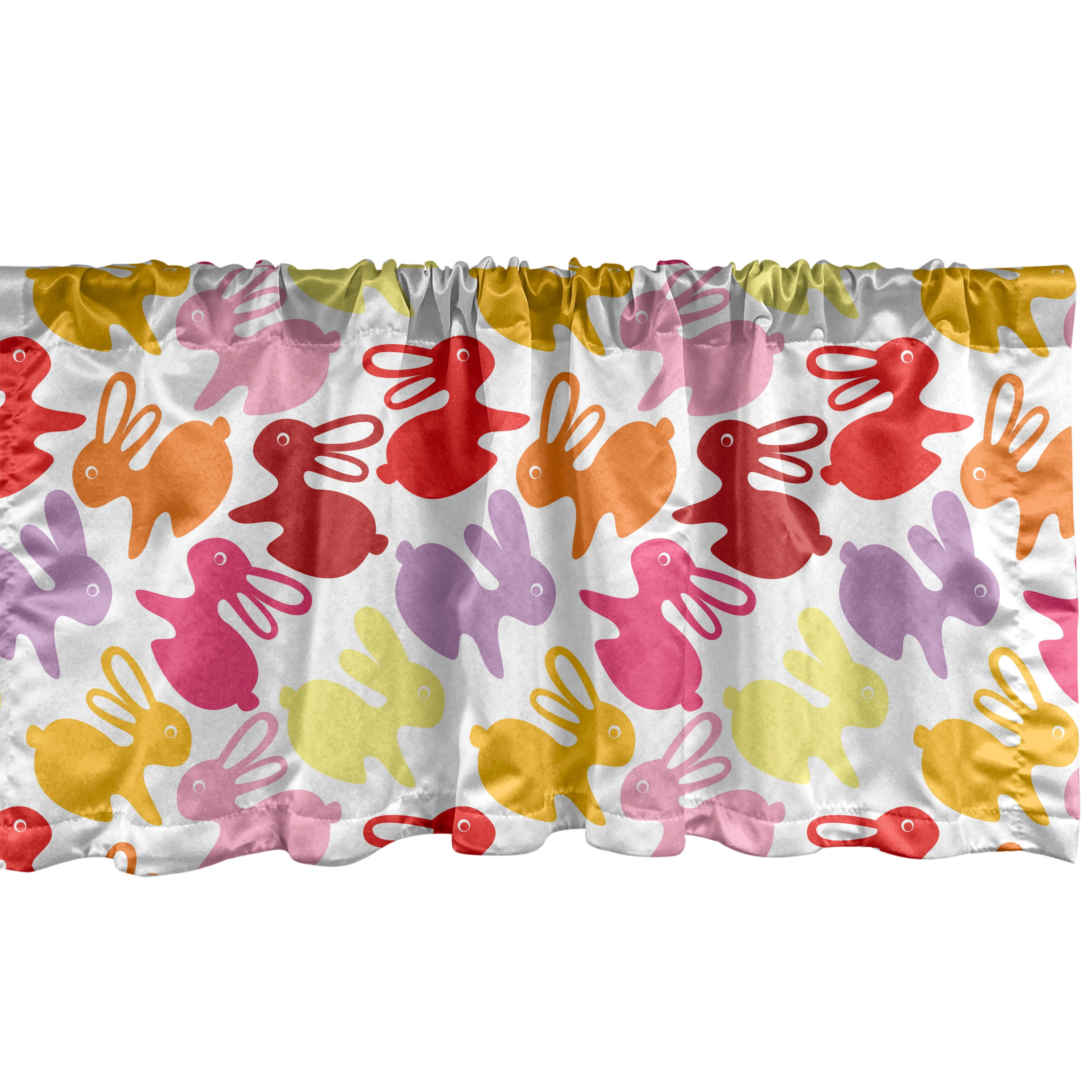 Ambesonne Bunny Window Valance, Colorful Computer Graphics, 54" X 18 ...