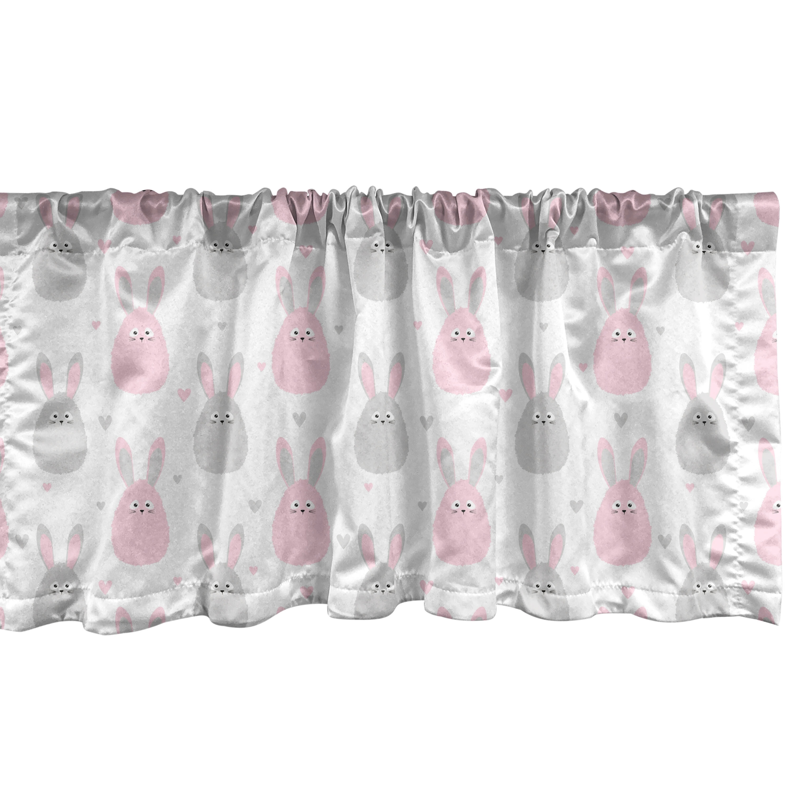 Ambesonne Bunny Window Valance, Fluffy Rabbits Cartoon, 42" x 18", Pale ...