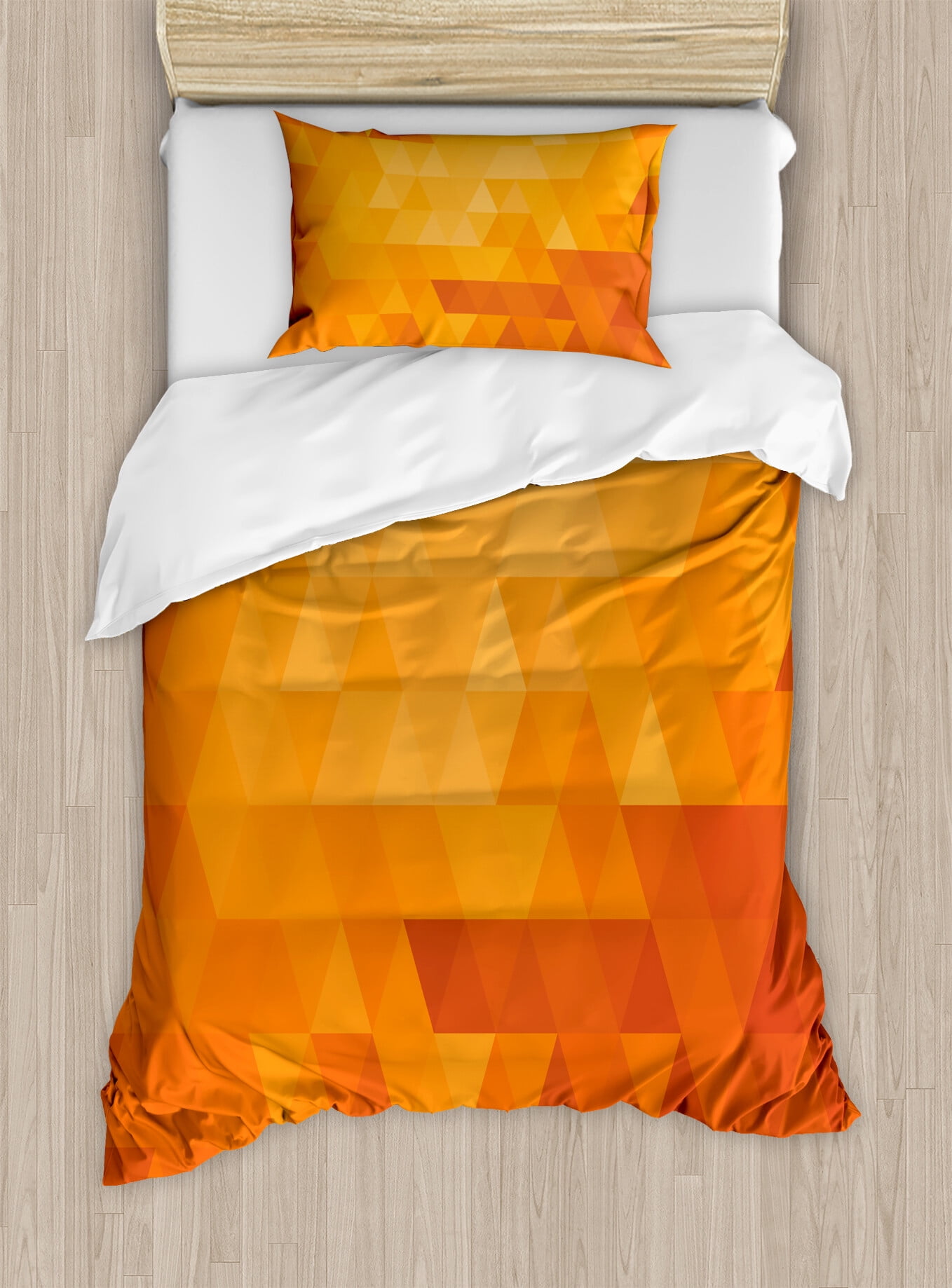 Ambesonne Burnt Orange Duvet Cover Set, Shapes and Patterns, Twin ...