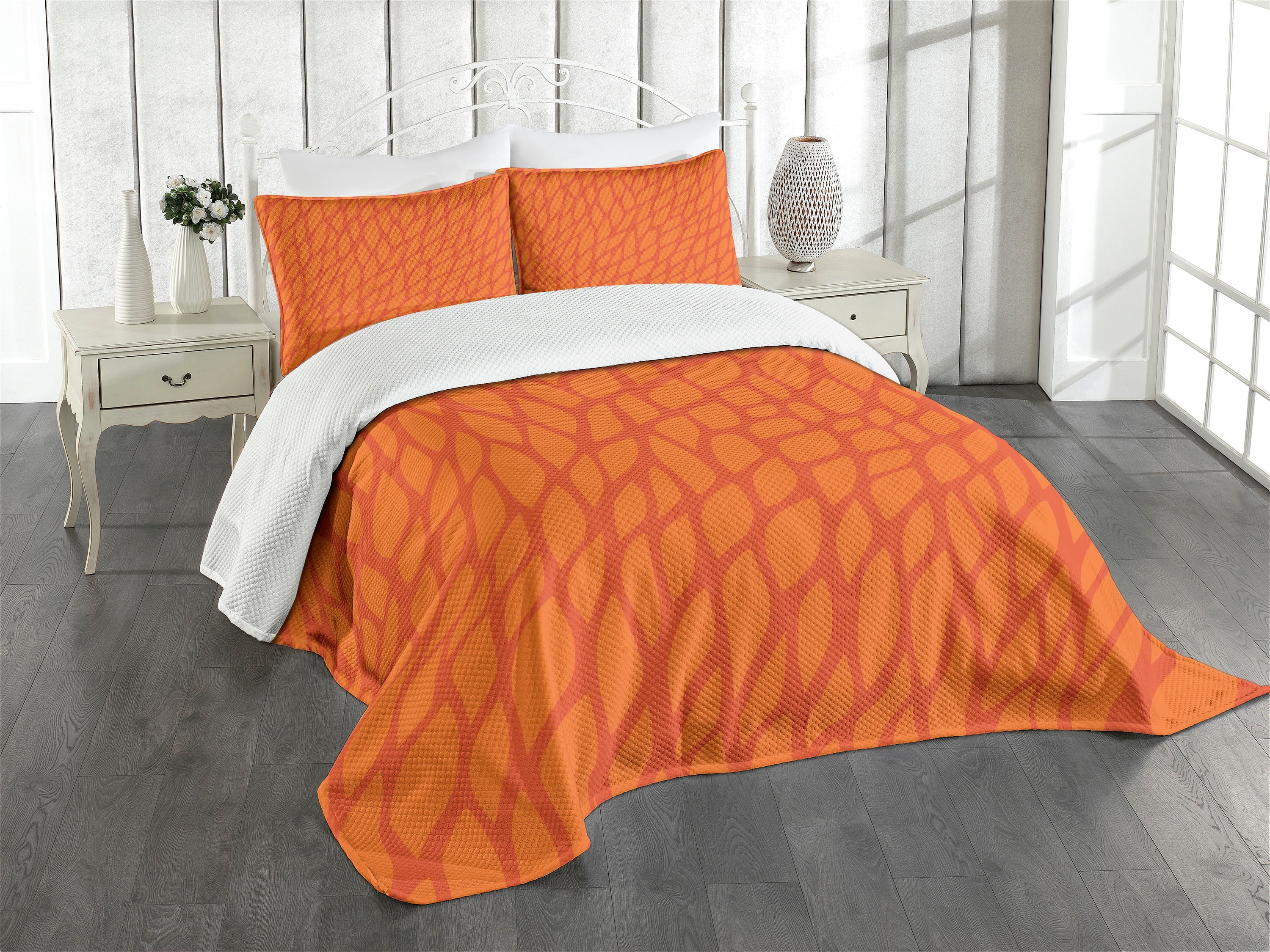 Ambesonne Burnt Orange Quilted Bedspread Set 2 Pcs, Nature Growth ...
