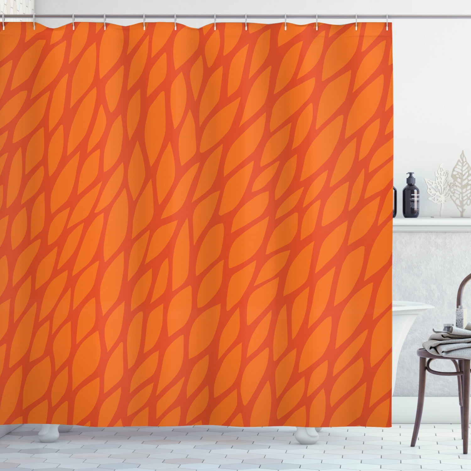 Ambesonne Burnt Orange Shower Curtain, Nature Growth Leaves, 69"Wx70"L ...