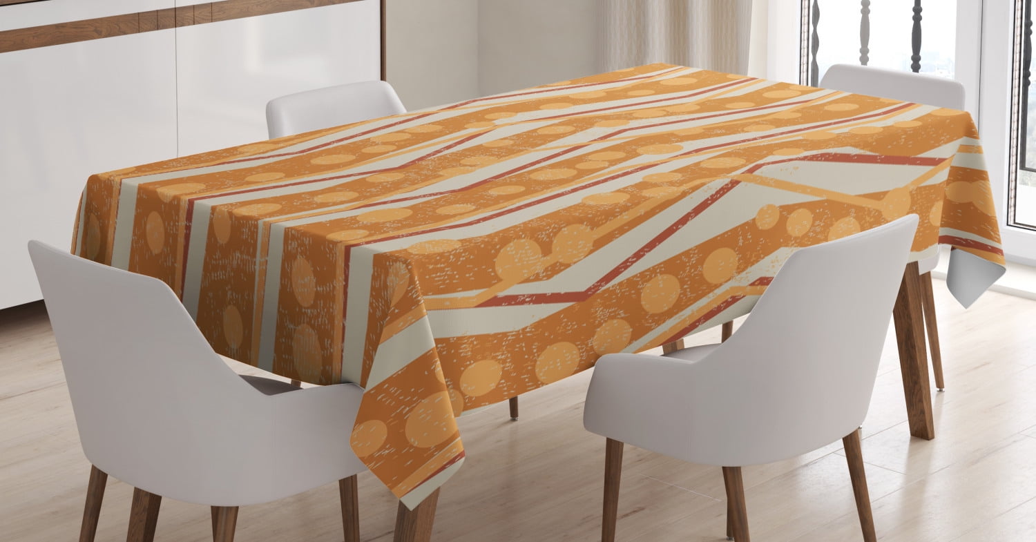 Ambesonne Burnt Orange Tablecloth Rectangular Table Cover, Chevron ...
