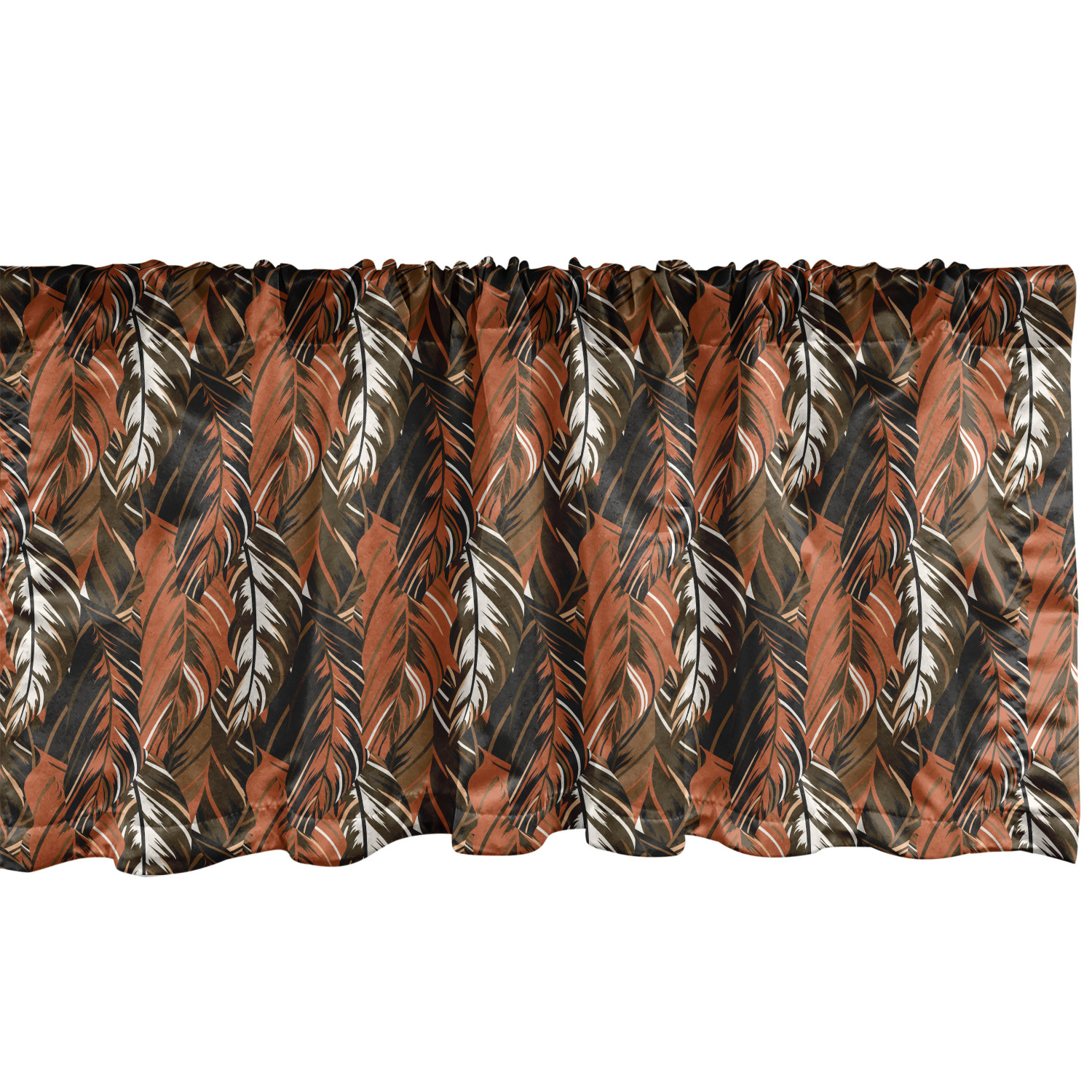 Ambesonne Burnt Orange Valance Pack of 2, Autumn Colors Leaves, 54"X12 ...