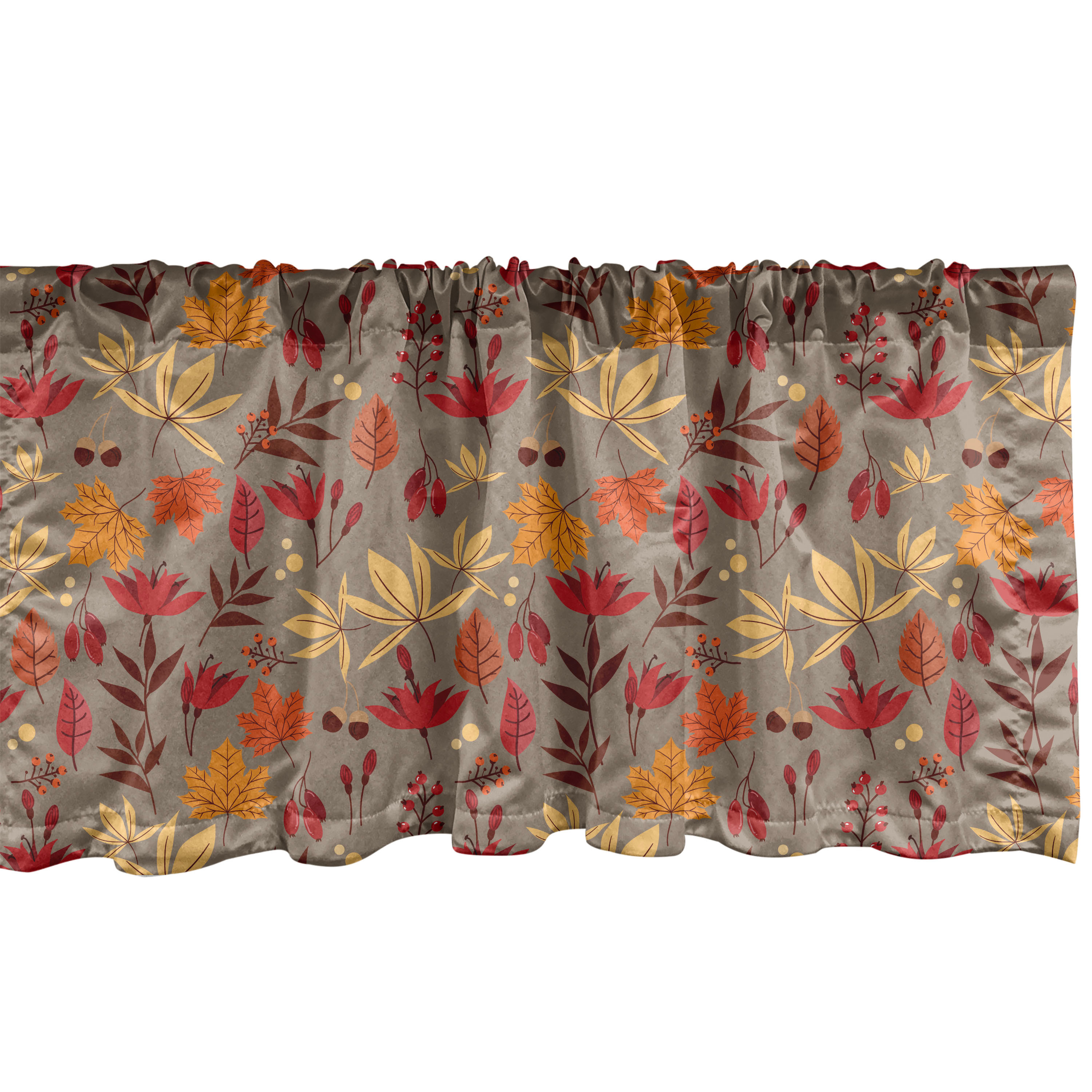 Ambesonne Burnt Orange Window Valance, Autumn Nature Foliage, 54" X 12 ...