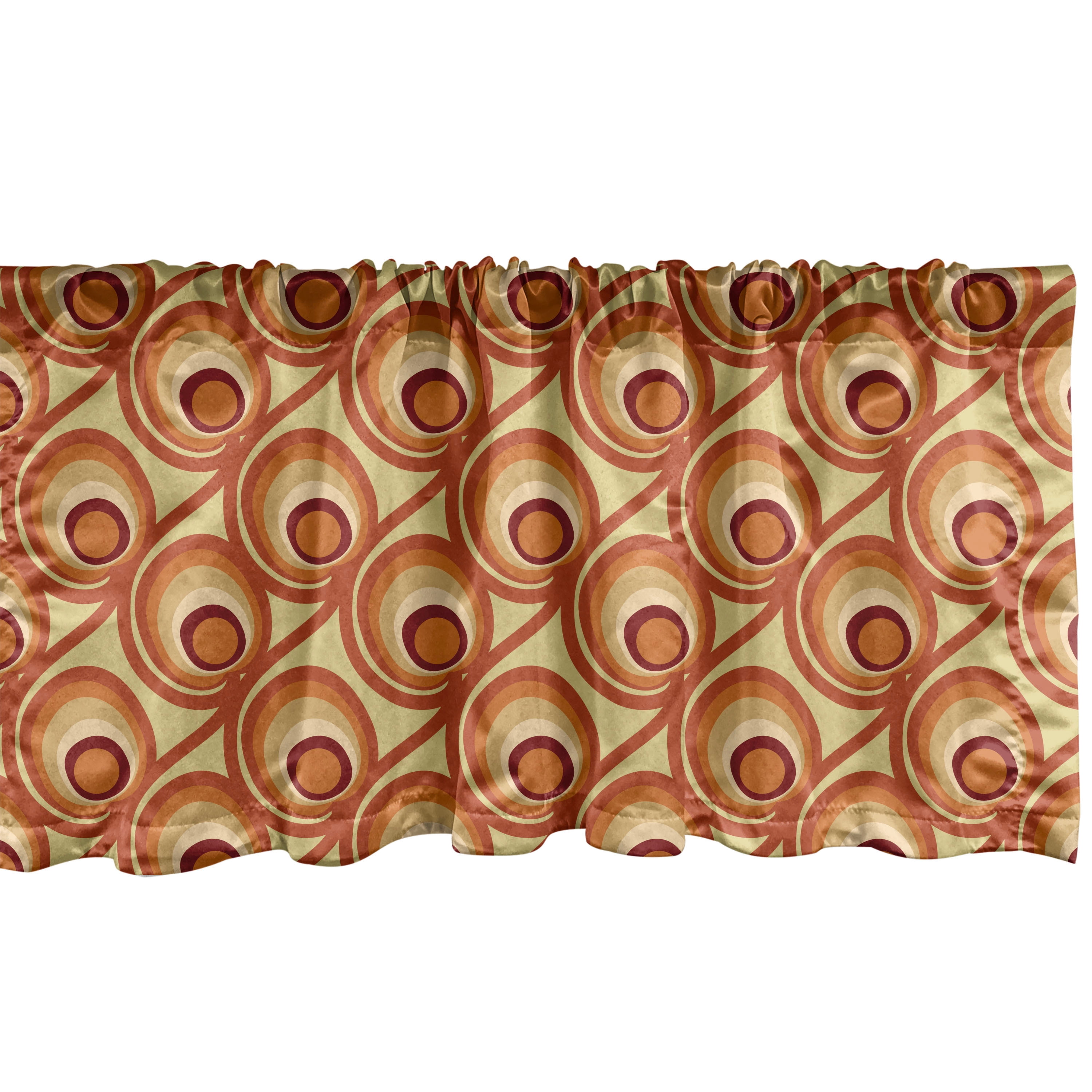 Ambesonne Burnt Orange Window Valance, Retro Doodle Circles, 54" X 18 ...