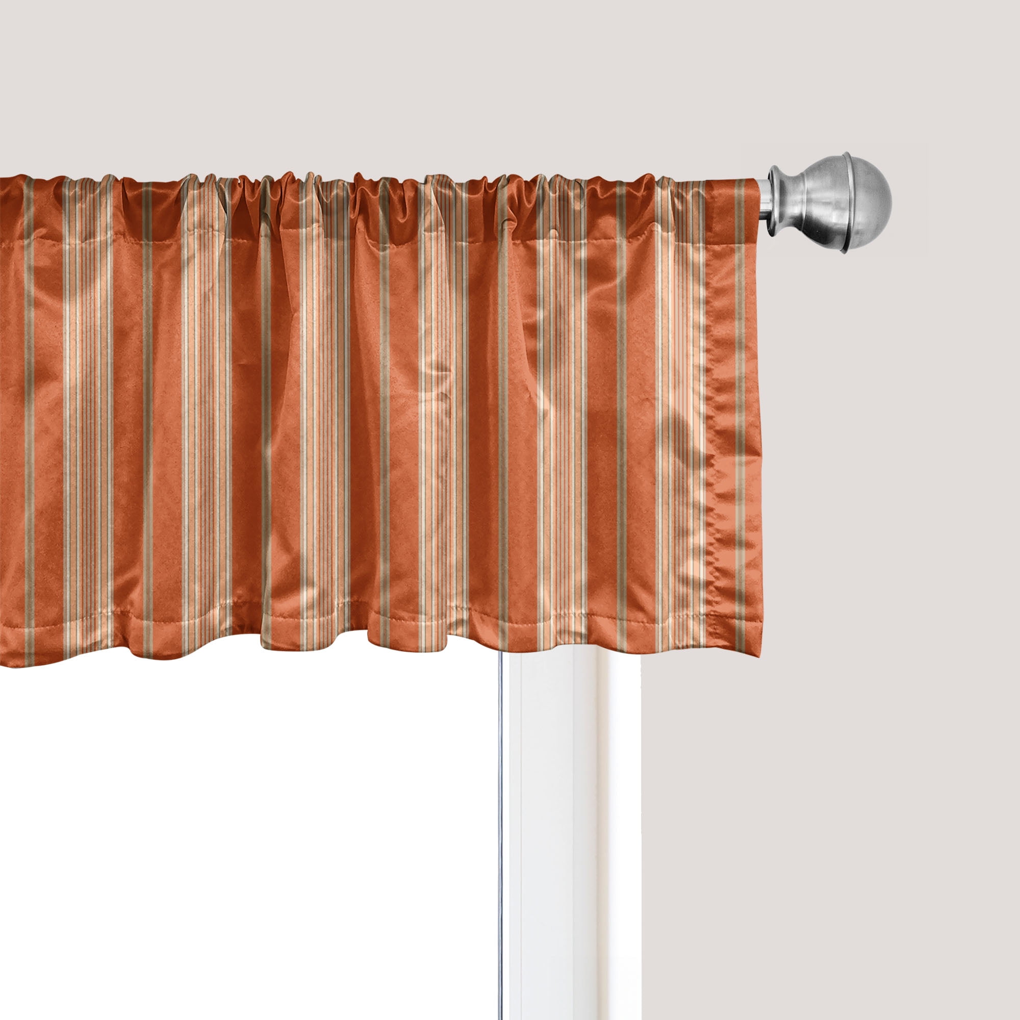 Ambesonne Burnt Orange Window Valance, Retro Themed Stripes, 54" X 12 ...