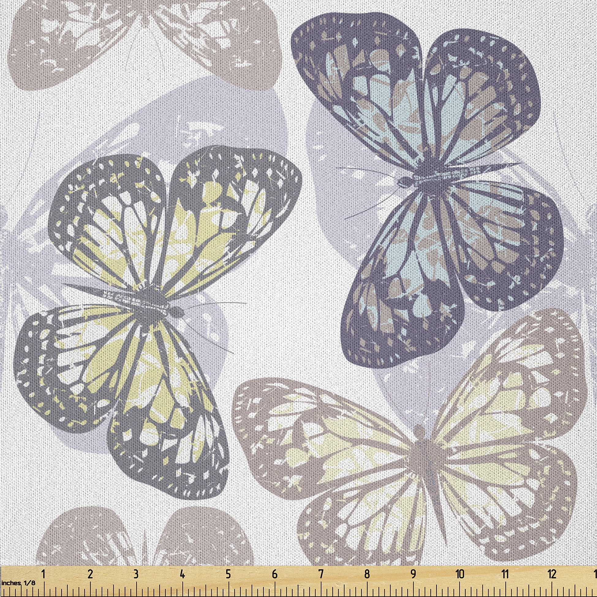 Ambesonne Butterfly Fabric by the Yard Microfiber, Retro Wings of ...
