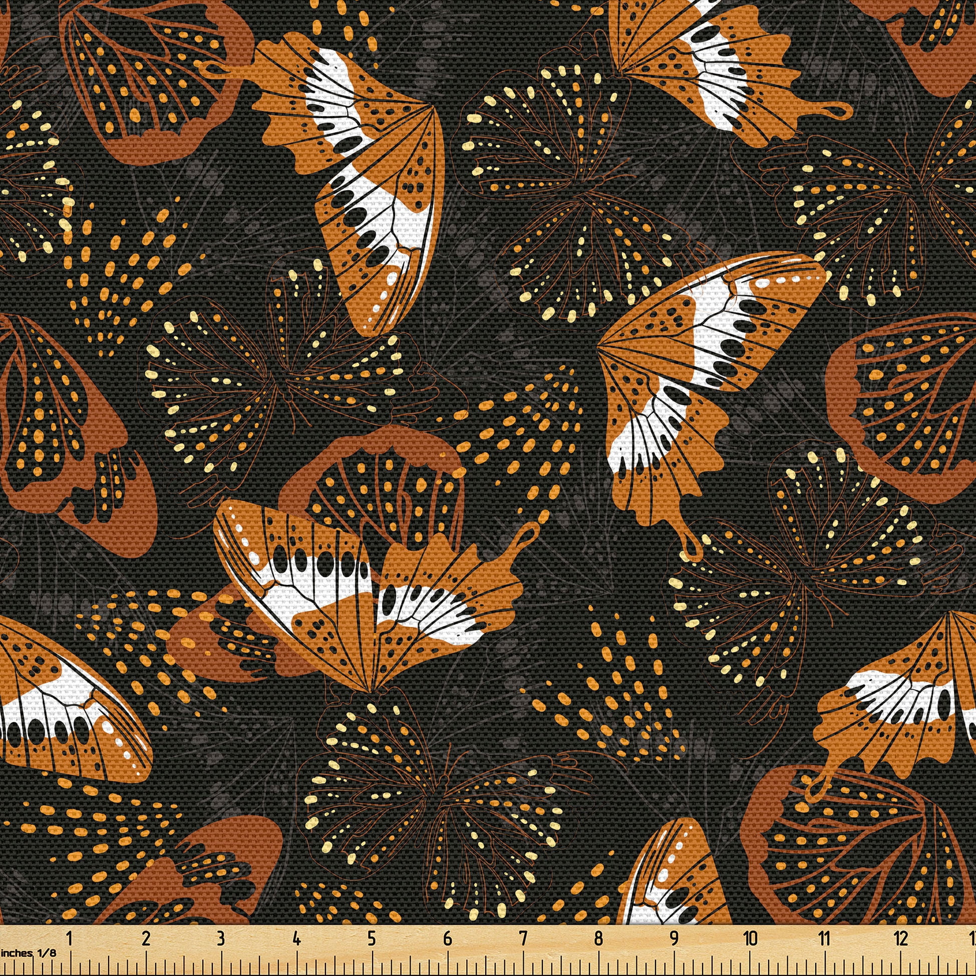Ambesonne Butterfly Fabric by the Yard Upholstery, Sepia Tones ...
