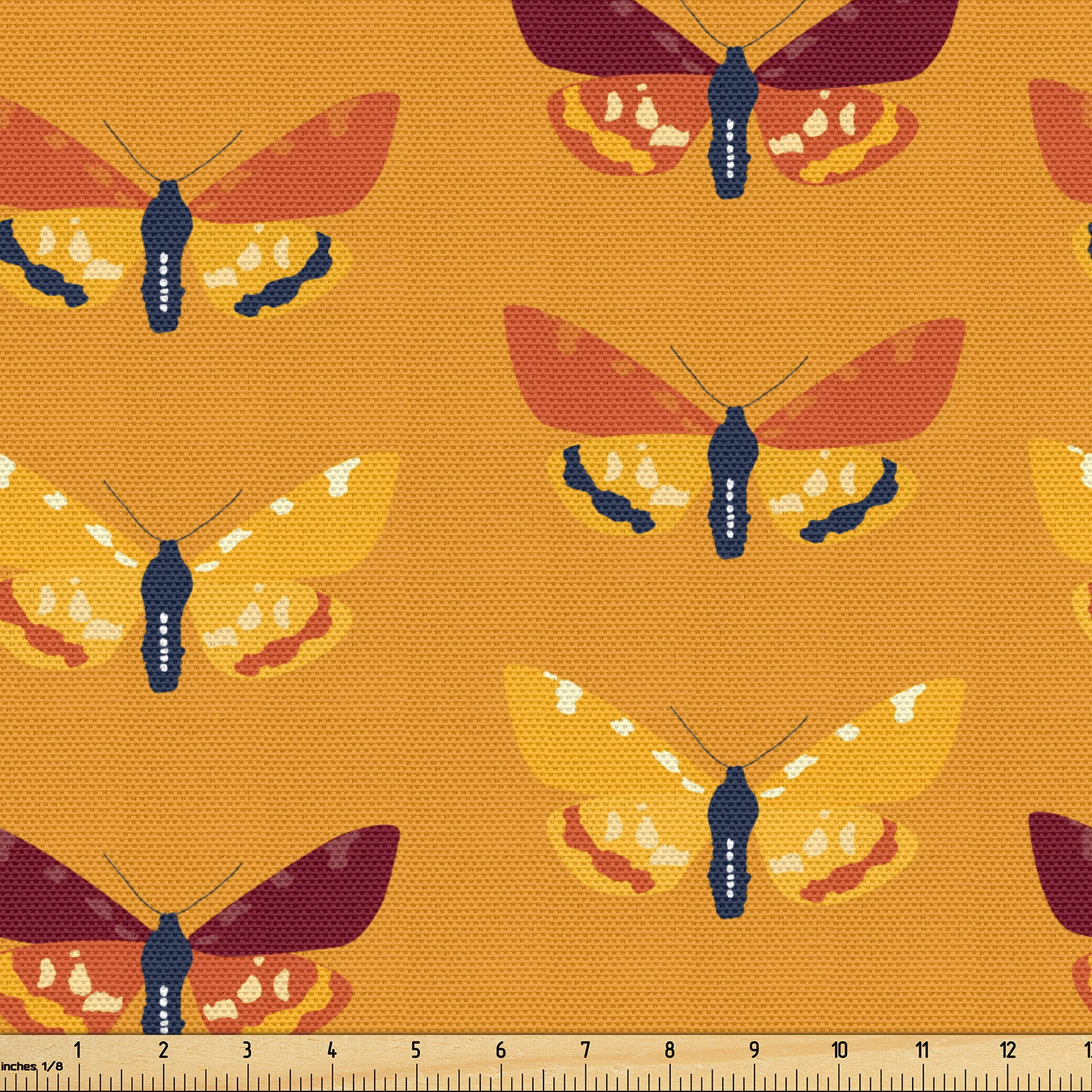 Ambesonne Butterfly Fabric by the Yard Upholstery, Amber Color Palette ...