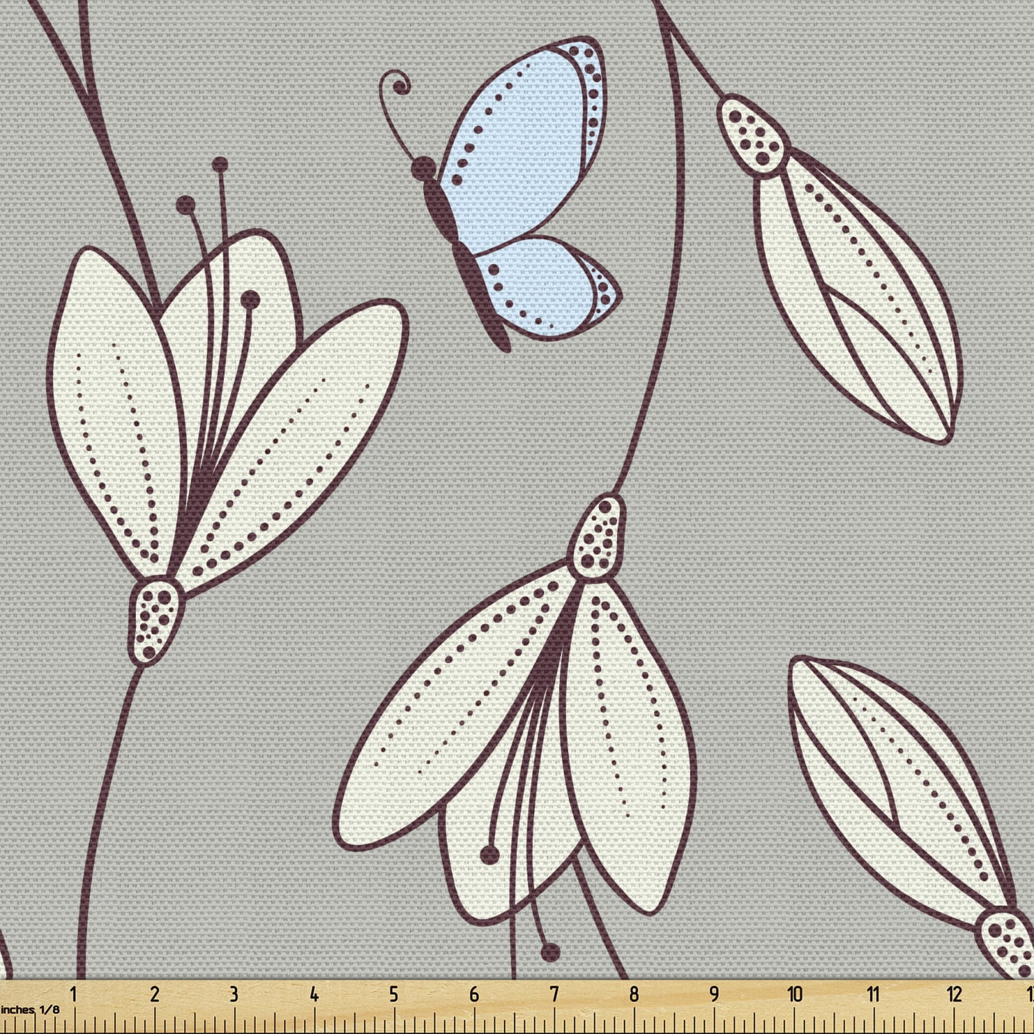 Ambesonne Butterfly Fabric by the Yard Upholstery, Leaves Flourish ...