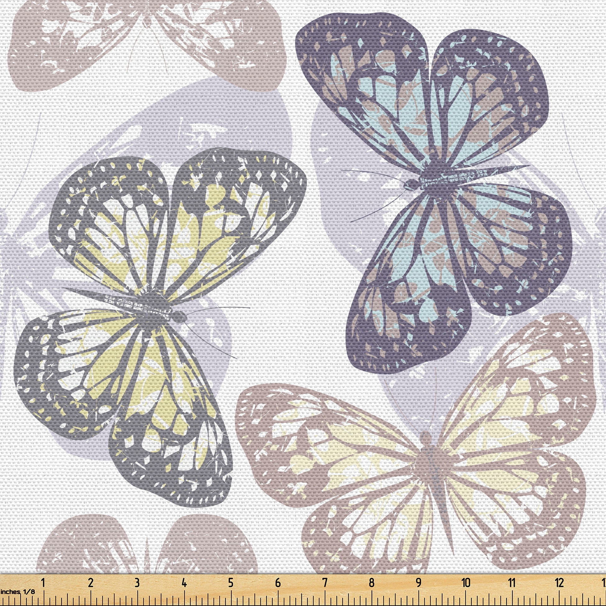Ambesonne Butterfly Fabric by the Yard Upholstery, Retro Wings of ...