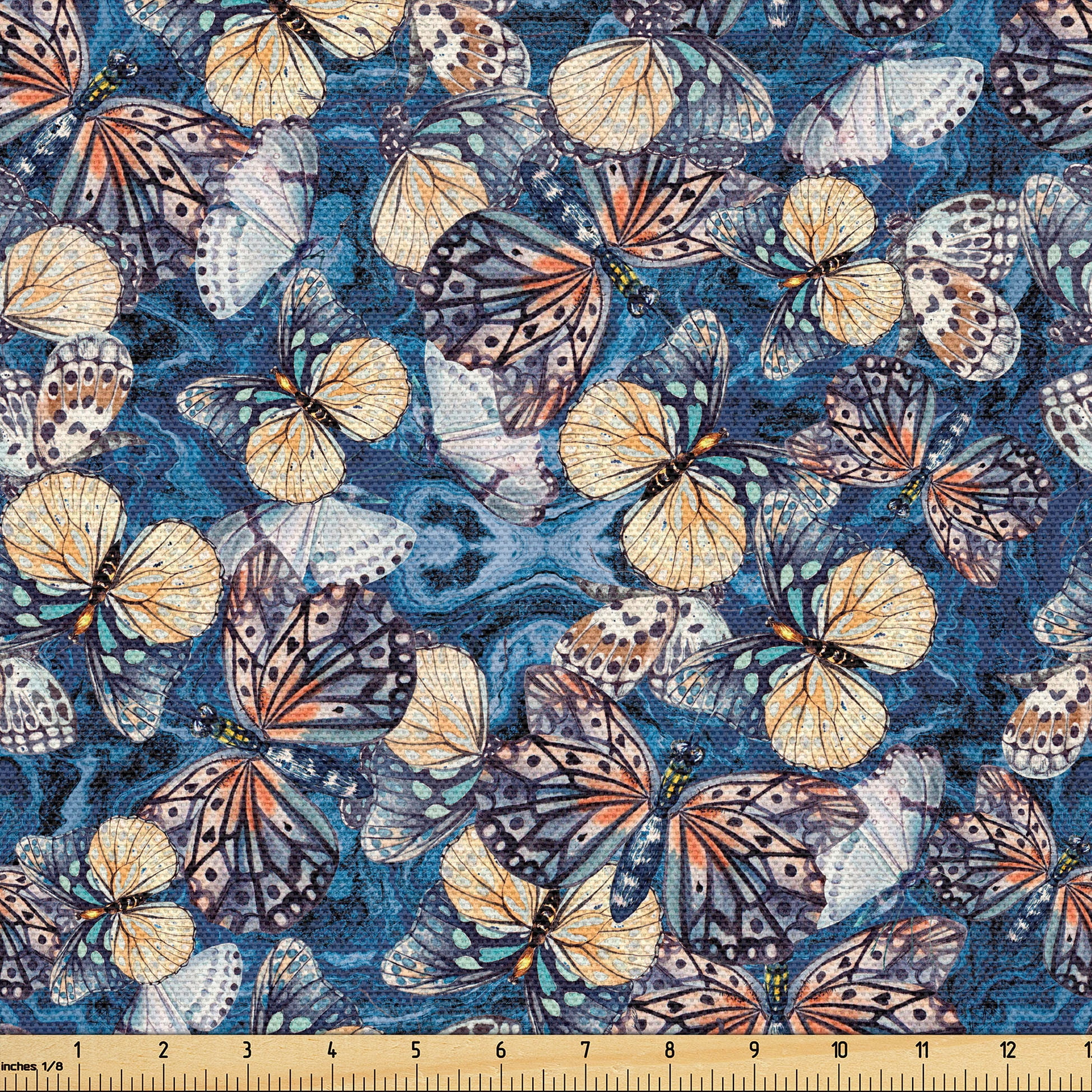 Ambesonne Butterfly Print Fabric by the Yard Upholstery, Trippy Ocean ...