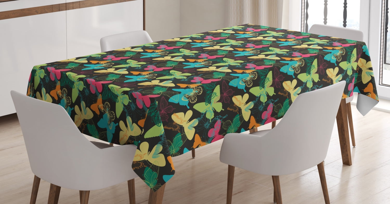Ambesonne Butterfly Tablecloth Rectangular Table Cover, Colorful ...