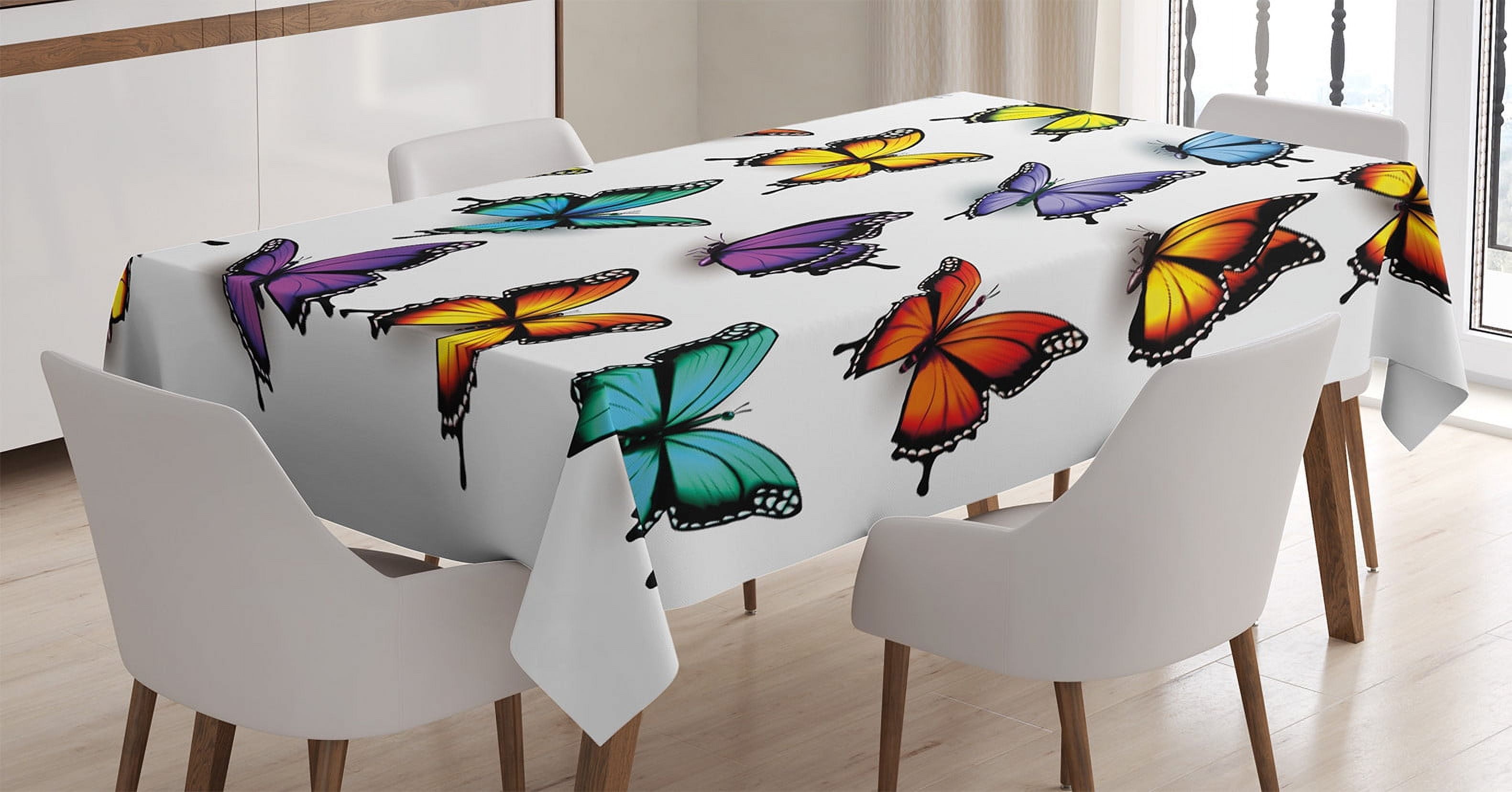 Ambesonne Butterfly Tablecloth Rectangular Table Cover, Colorful Wings ...