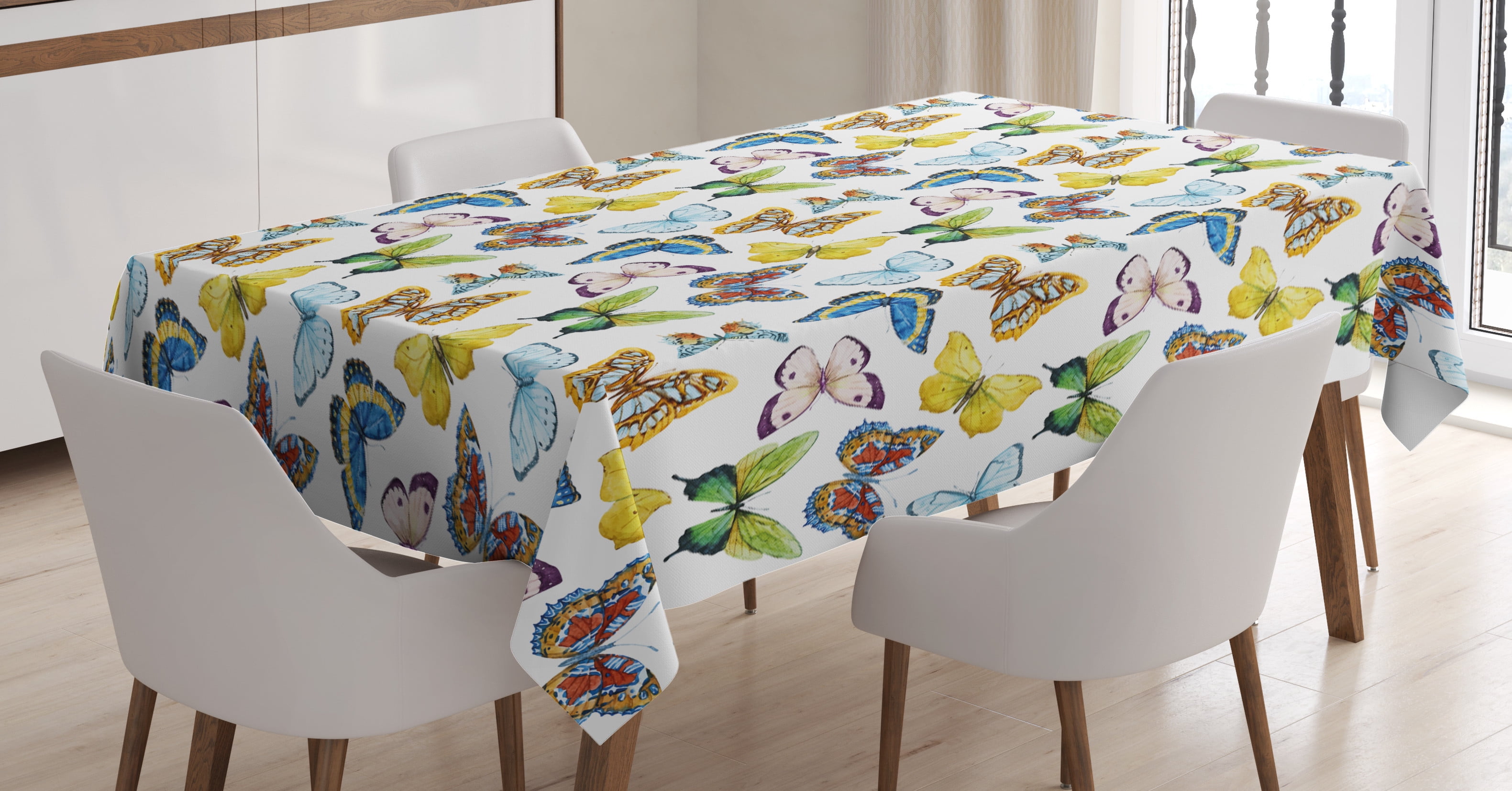Ambesonne Butterfly Tablecloth Rectangular Table Cover, Watercolor ...