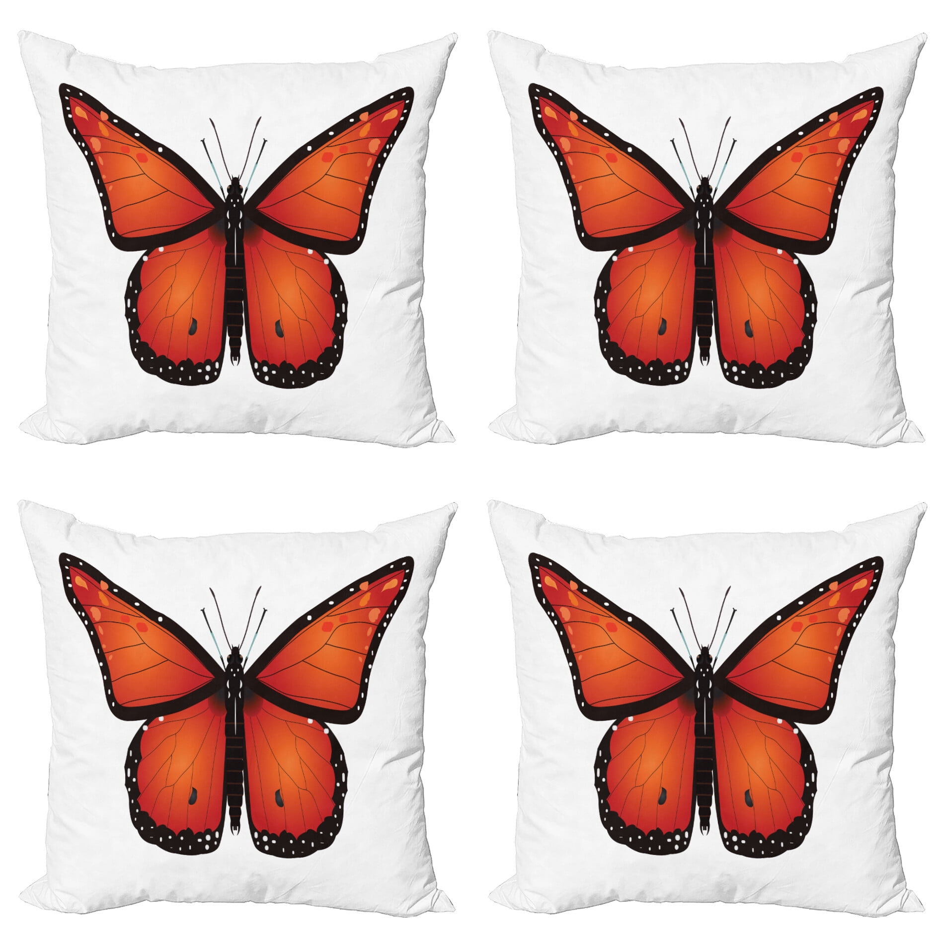 Ambesonne Butterfly Throw Pillow Cover 4 Pack, Big Monarch Breed Moth ...
