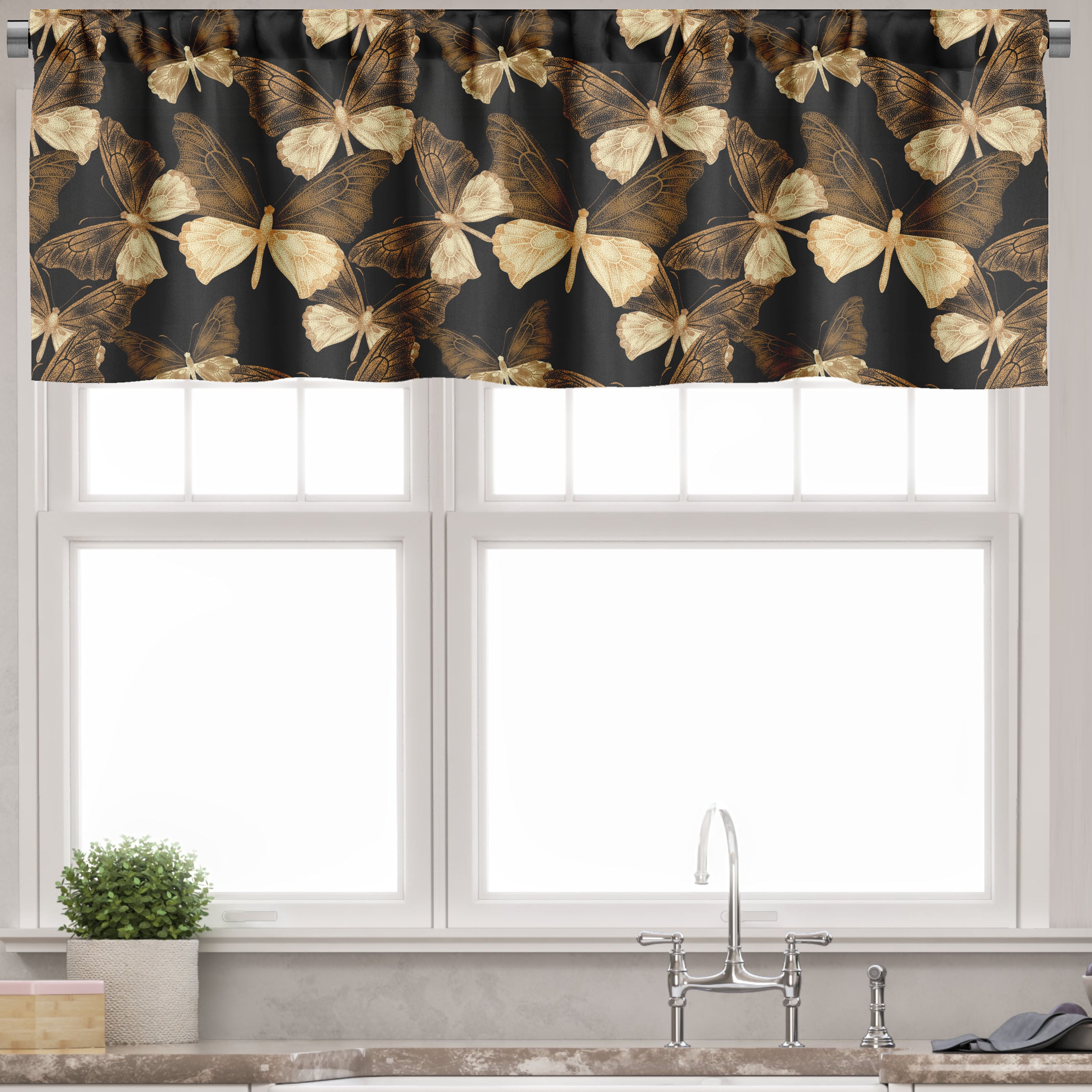 Ambesonne Butterfly Window Valance, Exotic Tropical Vintage, 54" X 18 ...