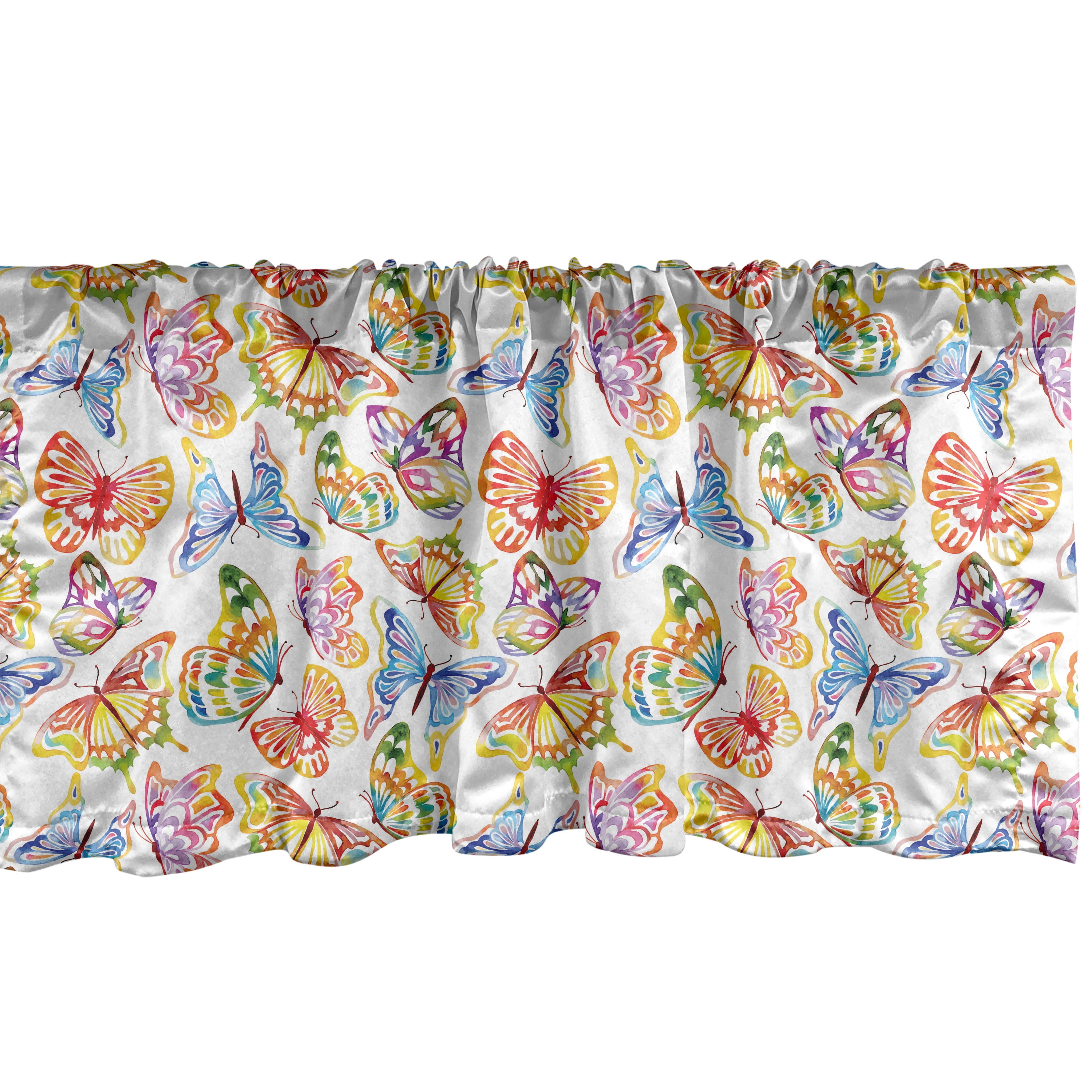 Ambesonne Butterfly Window Valance, Psychedelic Sixties, 54" X 18 ...