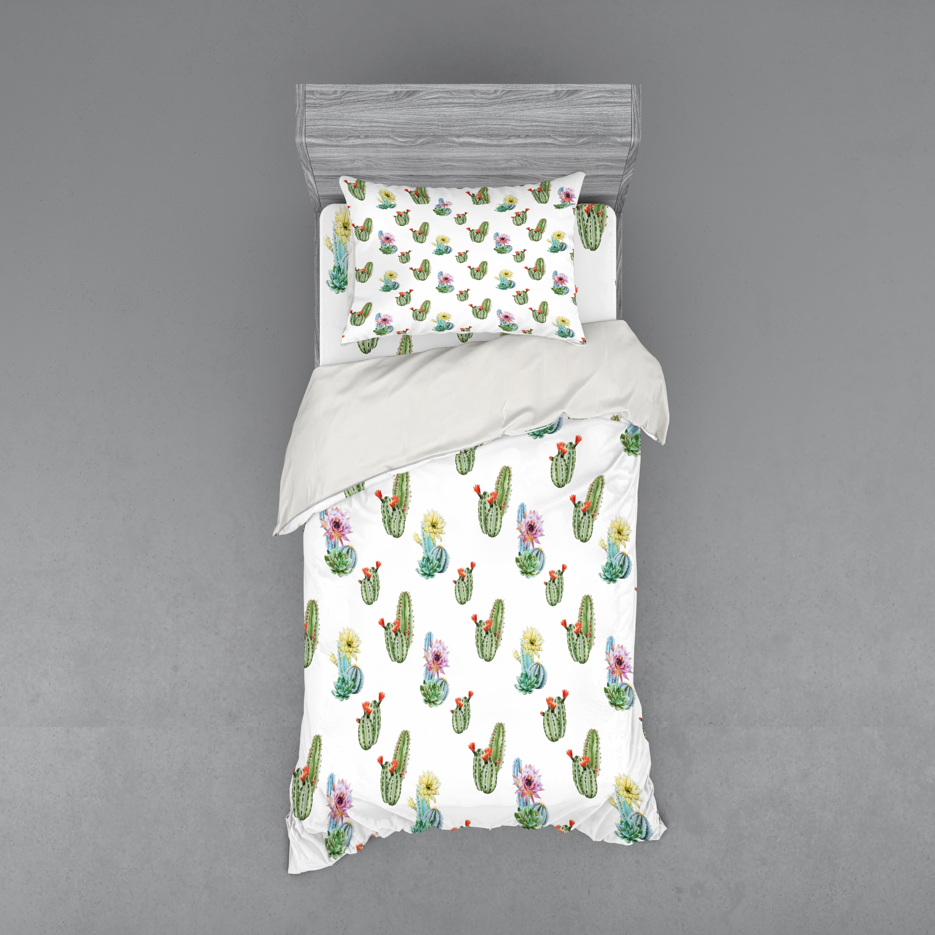 Ambesonne Cactus Bedding Set 3 Pcs, Hawaiian Bouquet Vintage, Twin XL ...