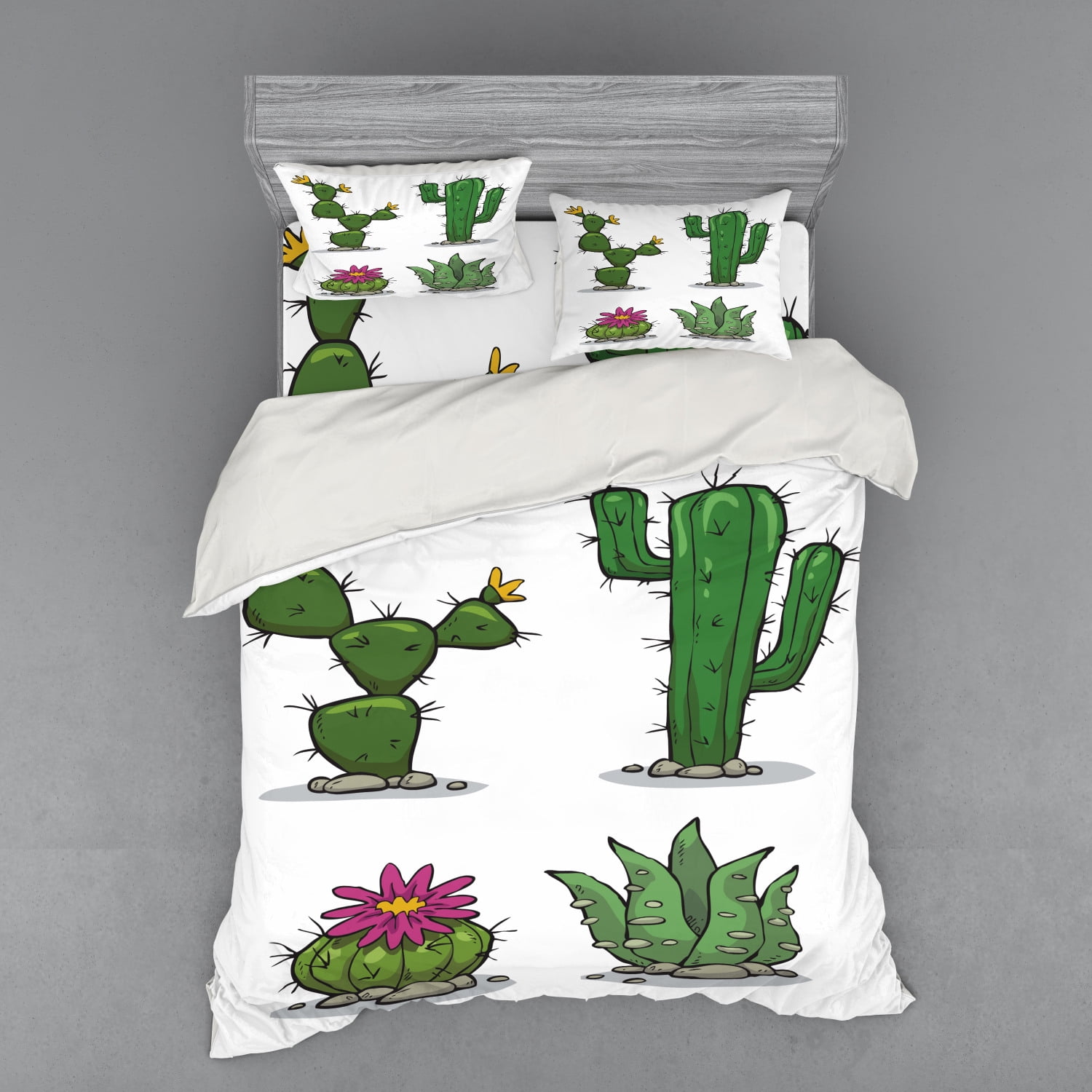 Ambesonne Cactus Bedding Set 4 Pcs, Mexican Flora Pattern, Queen, Green ...