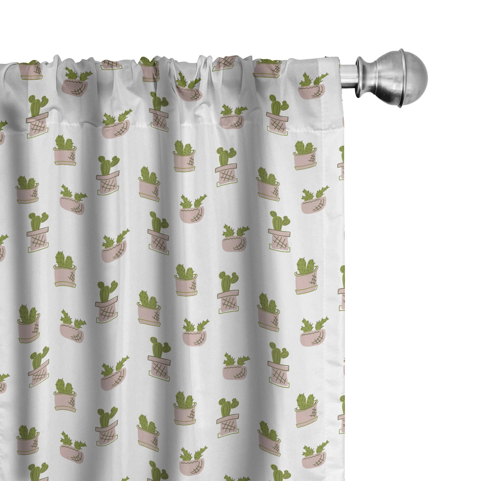 Ambesonne Cactus Curtains, Botanical Shapes in Pots Art, Pair of 28"x84 ...