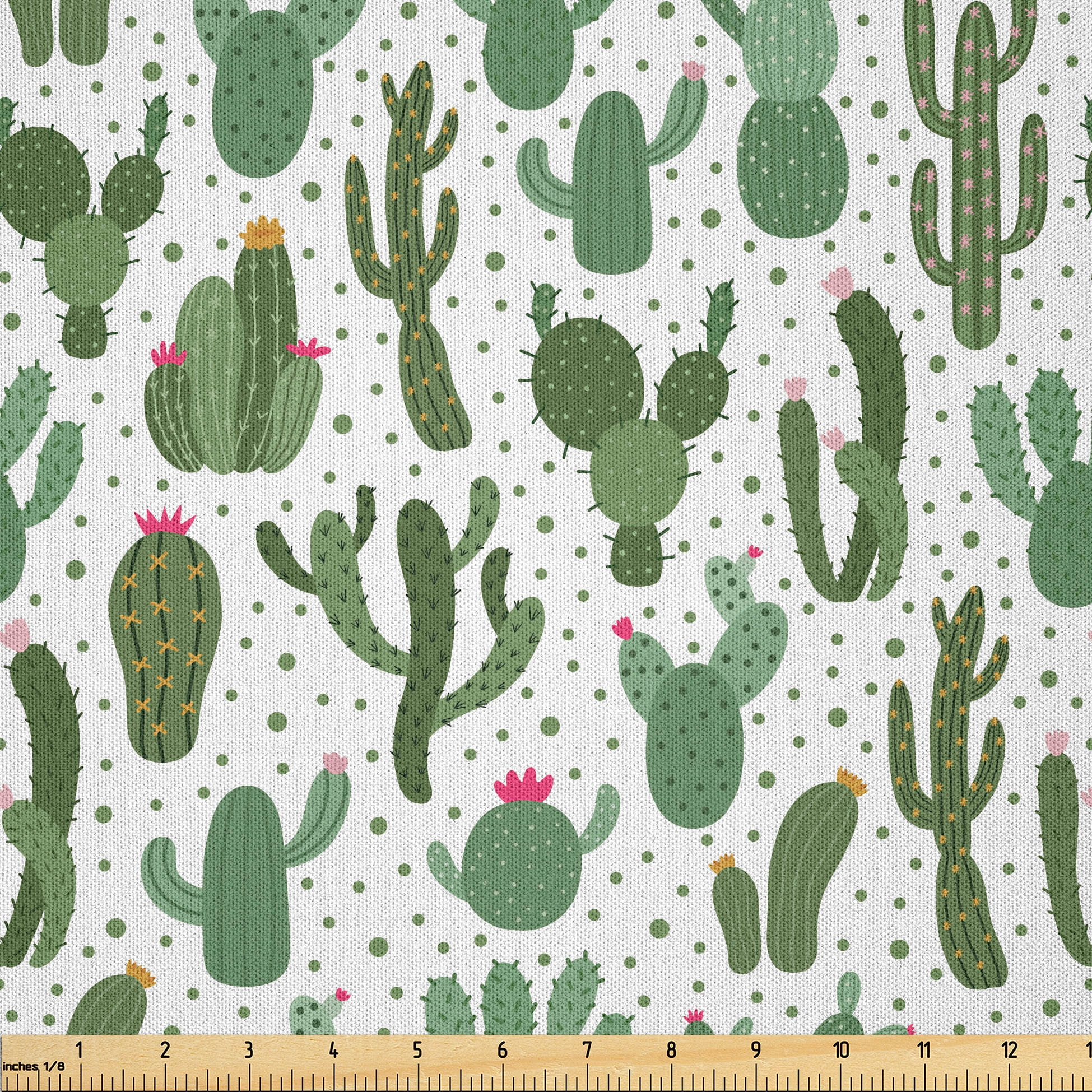 Ambesonne Cactus Fabric by the Yard Microfiber, Botanical Motifs Plain ...