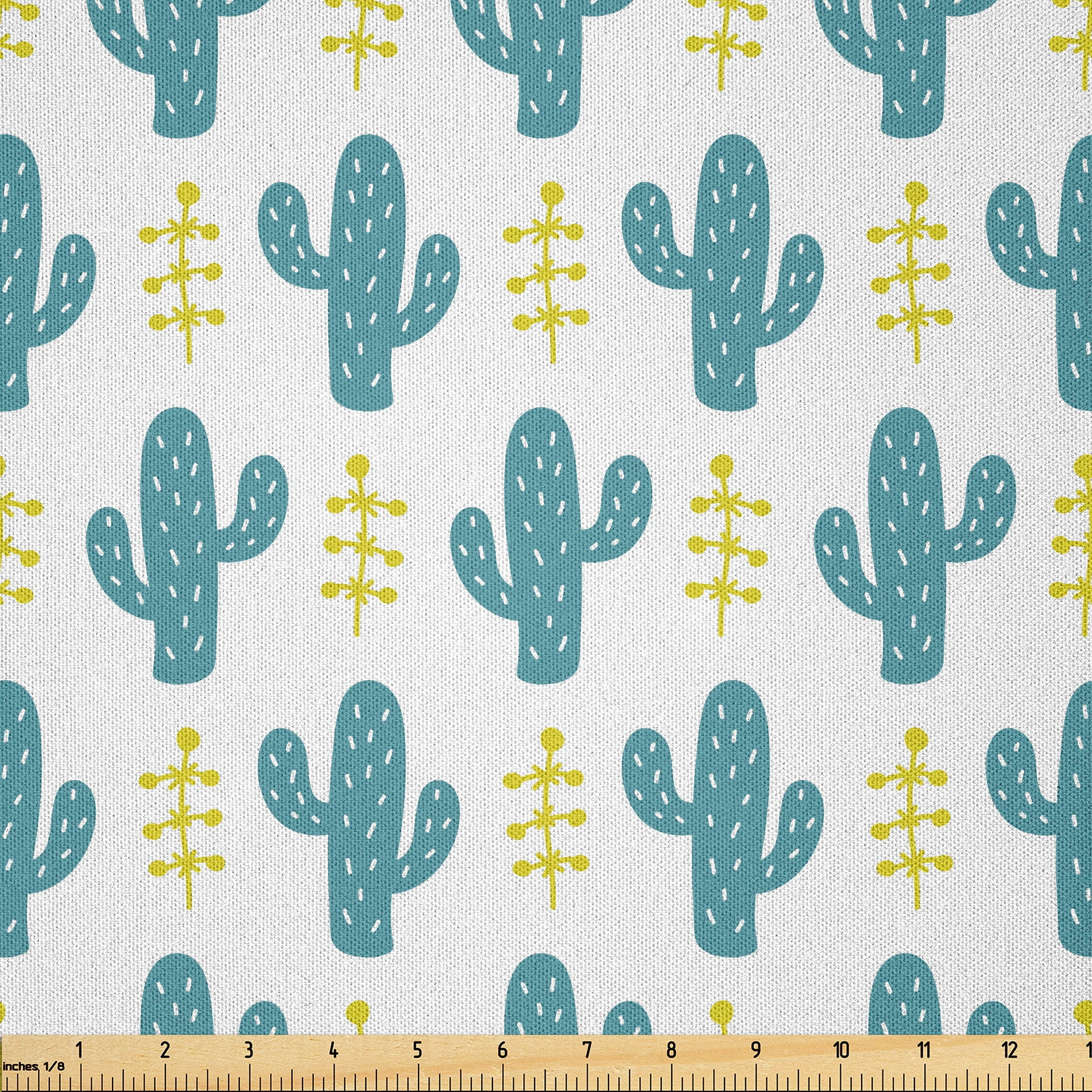 Ambesonne Cactus Fabric by the Yard Microfiber, Simplistic Exotic Cacti ...