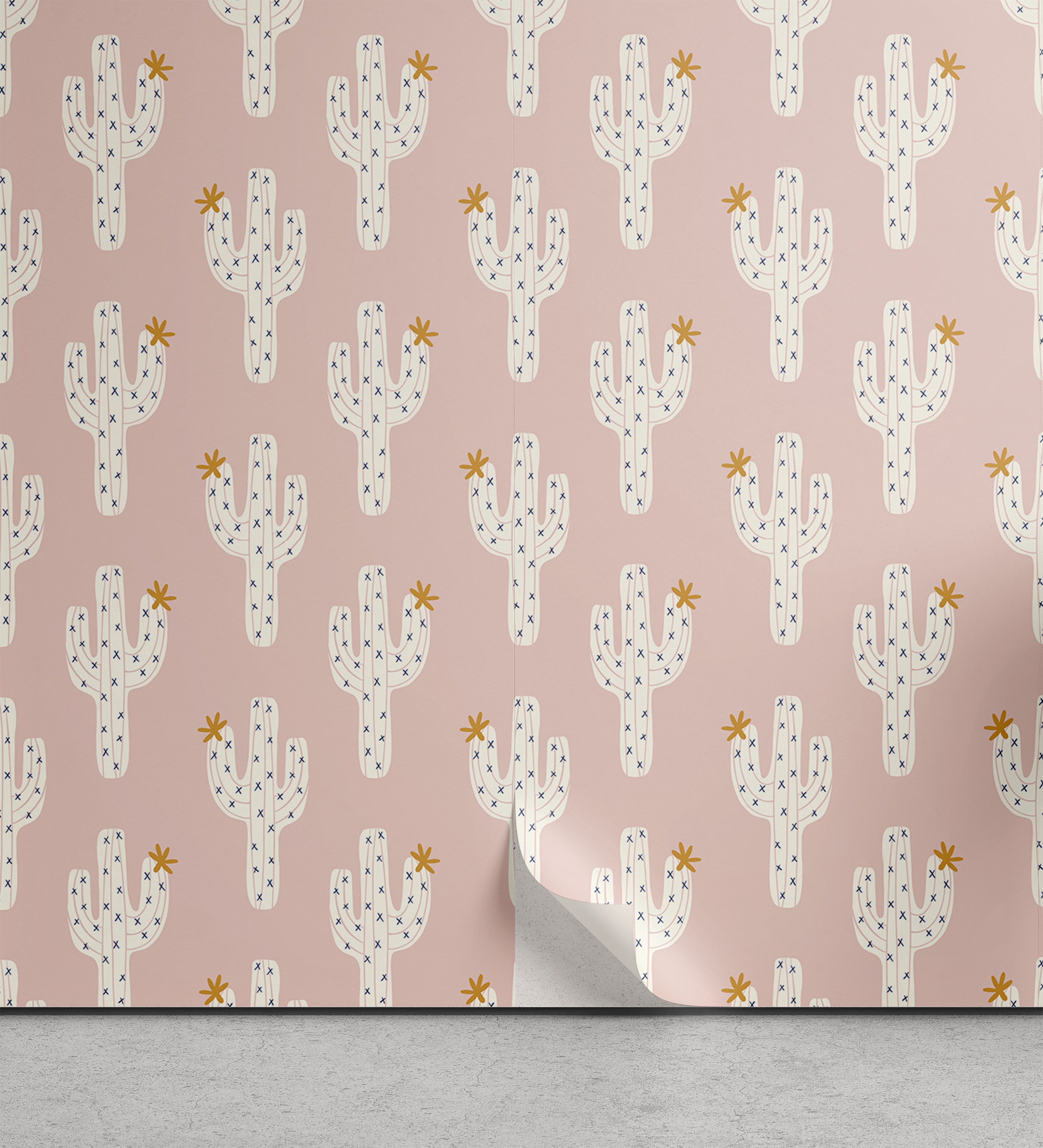 Ambesonne Cactus Print Peel & Stick Wallpaper for Home, Exotic Ornate ...