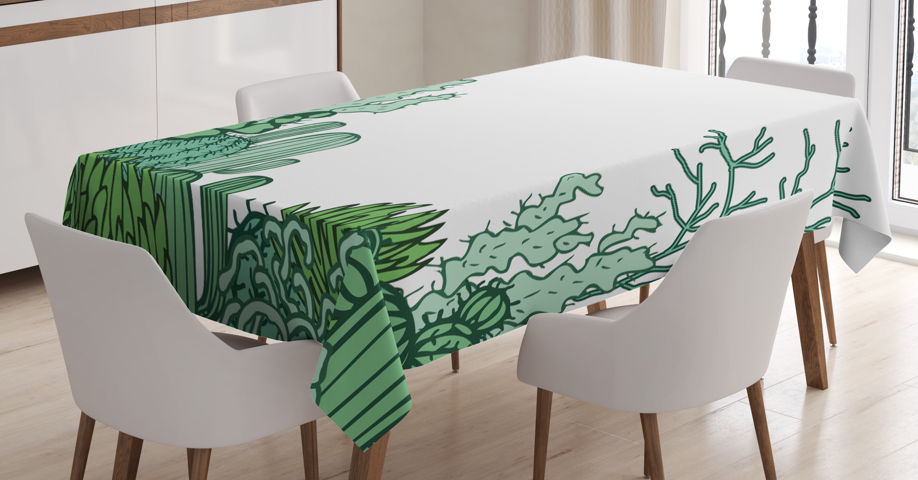 Ambesonne Cactus Tablecloth Rectangular Table Cover, Arizona Doodle ...
