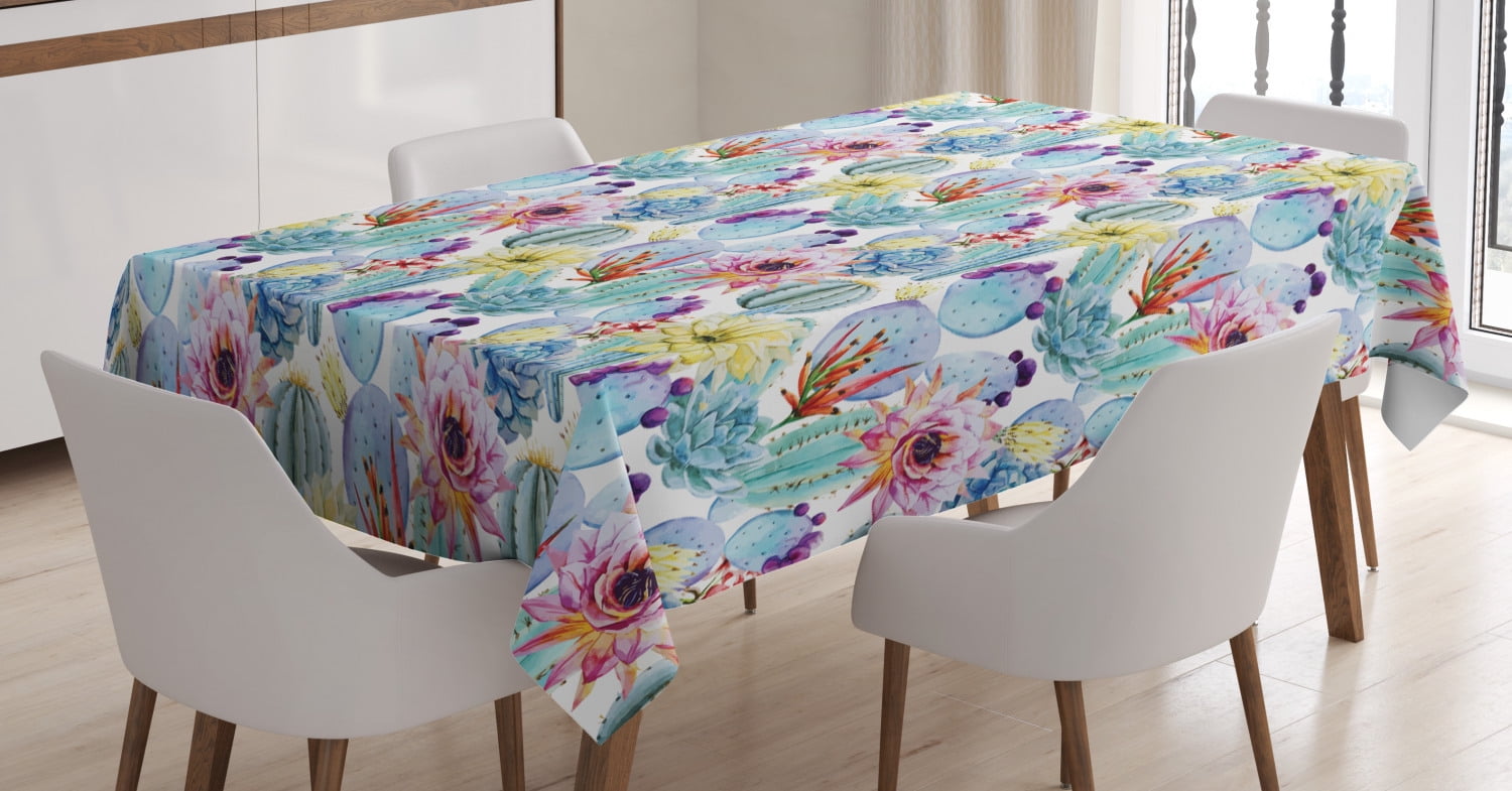 Ambesonne Cactus Tablecloth Rectangular Table Cover, Desert Sand Wild ...