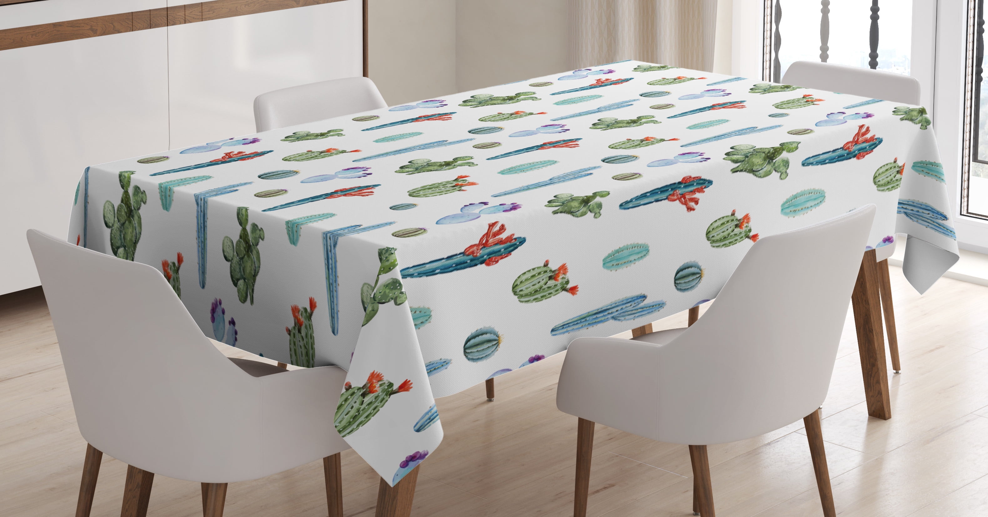 Ambesonne Cactus Tablecloth Rectangular Table Cover, Exotic Botany ...