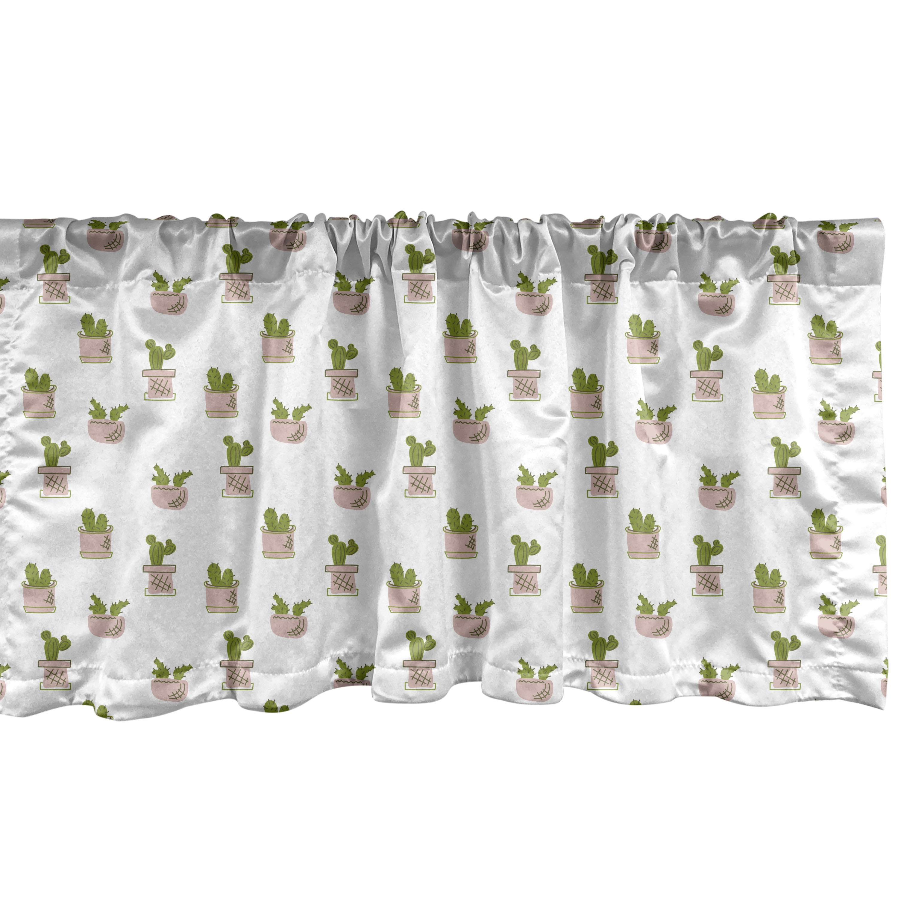 Ambesonne Cactus Valance Pack of 2, Botanical Shapes in Pots Art, 42 ...