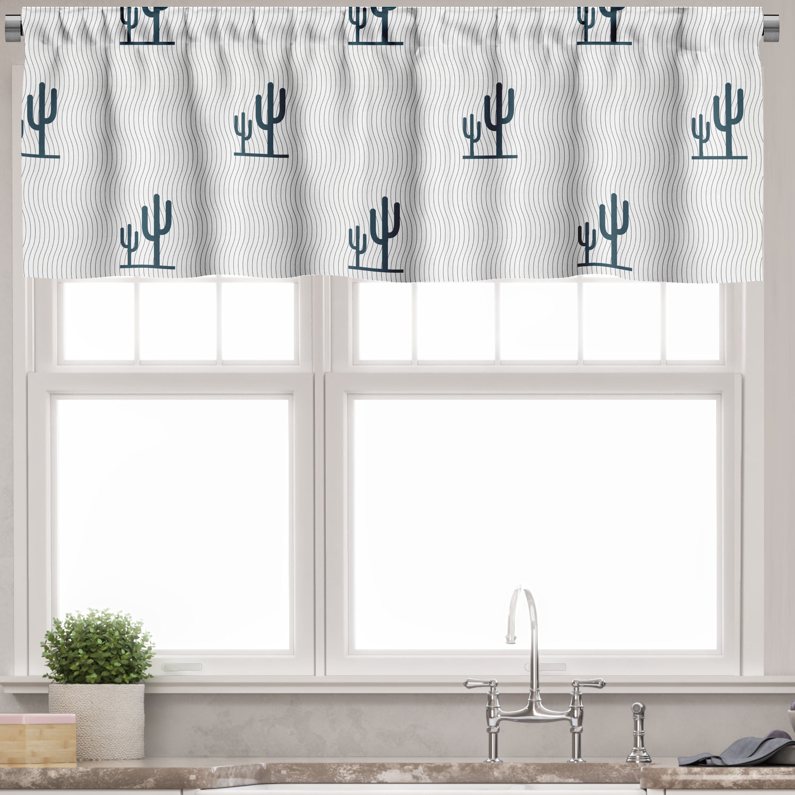 Ambesonne Cactus Valance Pack of 2, Saguaro Cacti Motif Mexican, 54"X12 ...