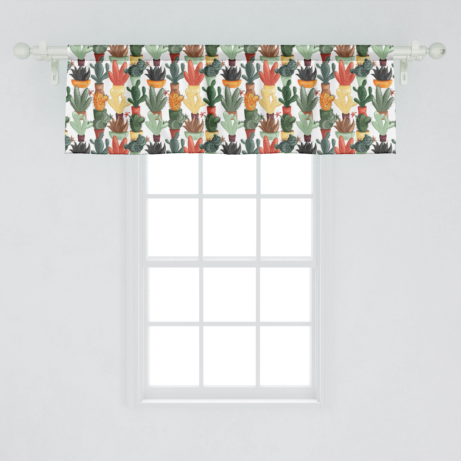 Ambesonne Cactus Window Valance Mexican Succulent In Pots Botanical