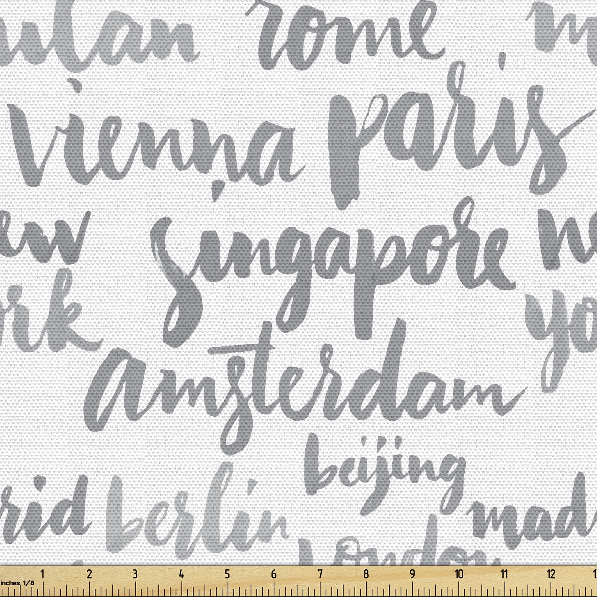 Ambesonne Calligraphy Fabric by the Yard Upholstery, Grey Names of ...