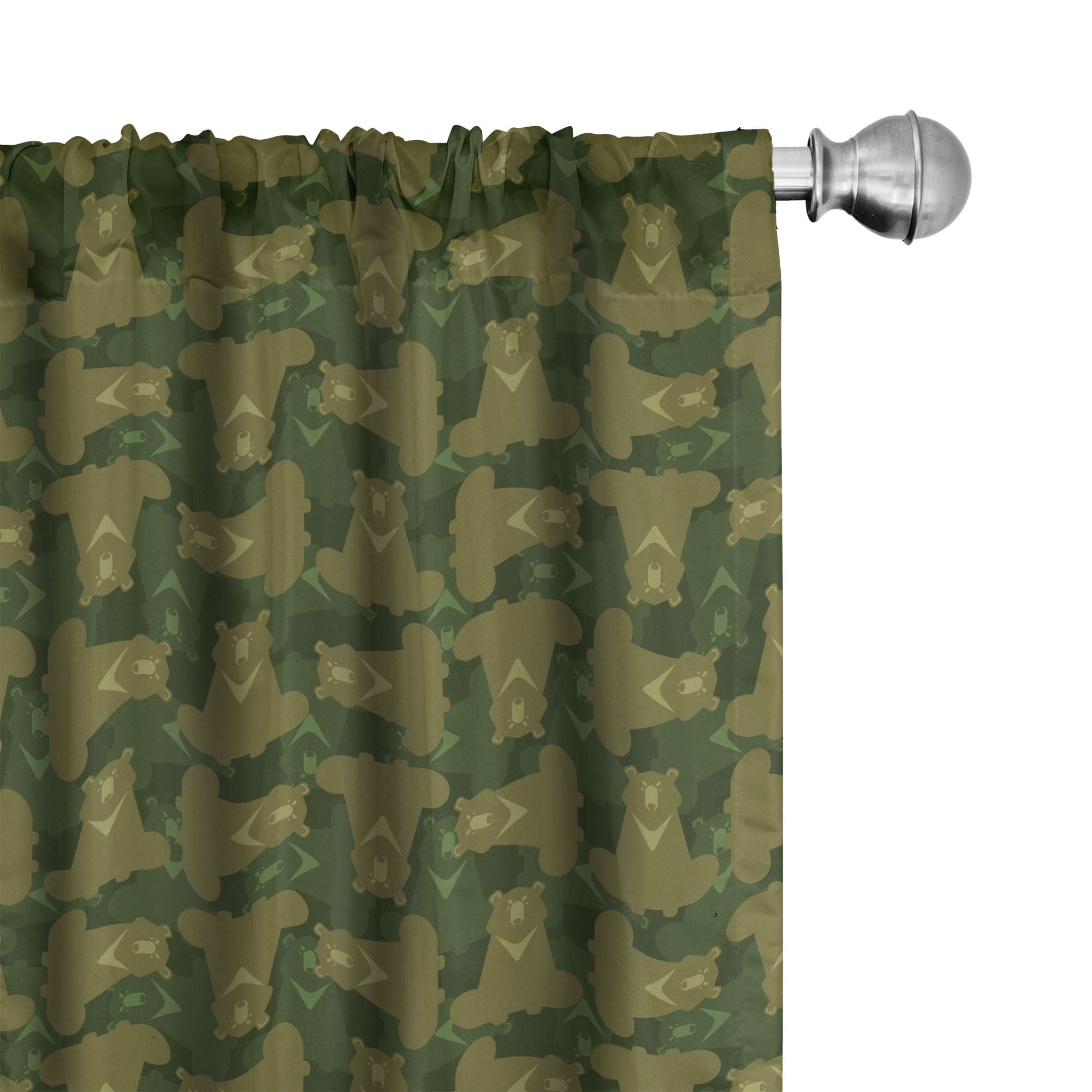 Ambesonne Camo 4-Panel Curtains, Camouflage with Bear Animals, 56"x63 ...