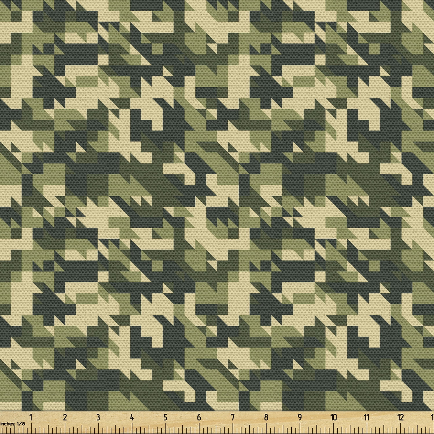 Ambesonne Camo Fabric by the Yard Upholstery, Abstract Chevron Forest ...