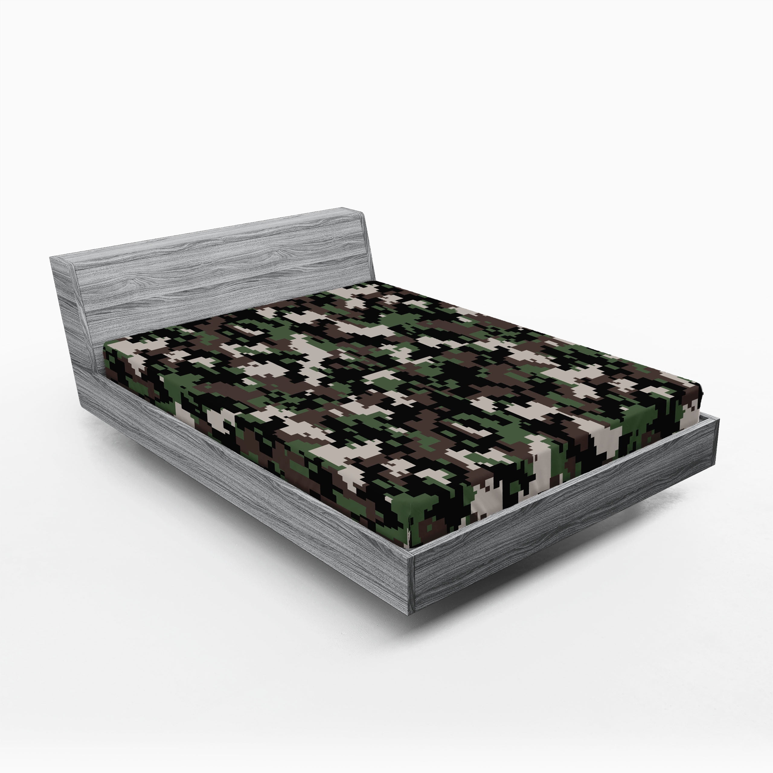 Ambesonne Camo Fitted Sheet, Pixelated Digital Abstract, Full Size ...