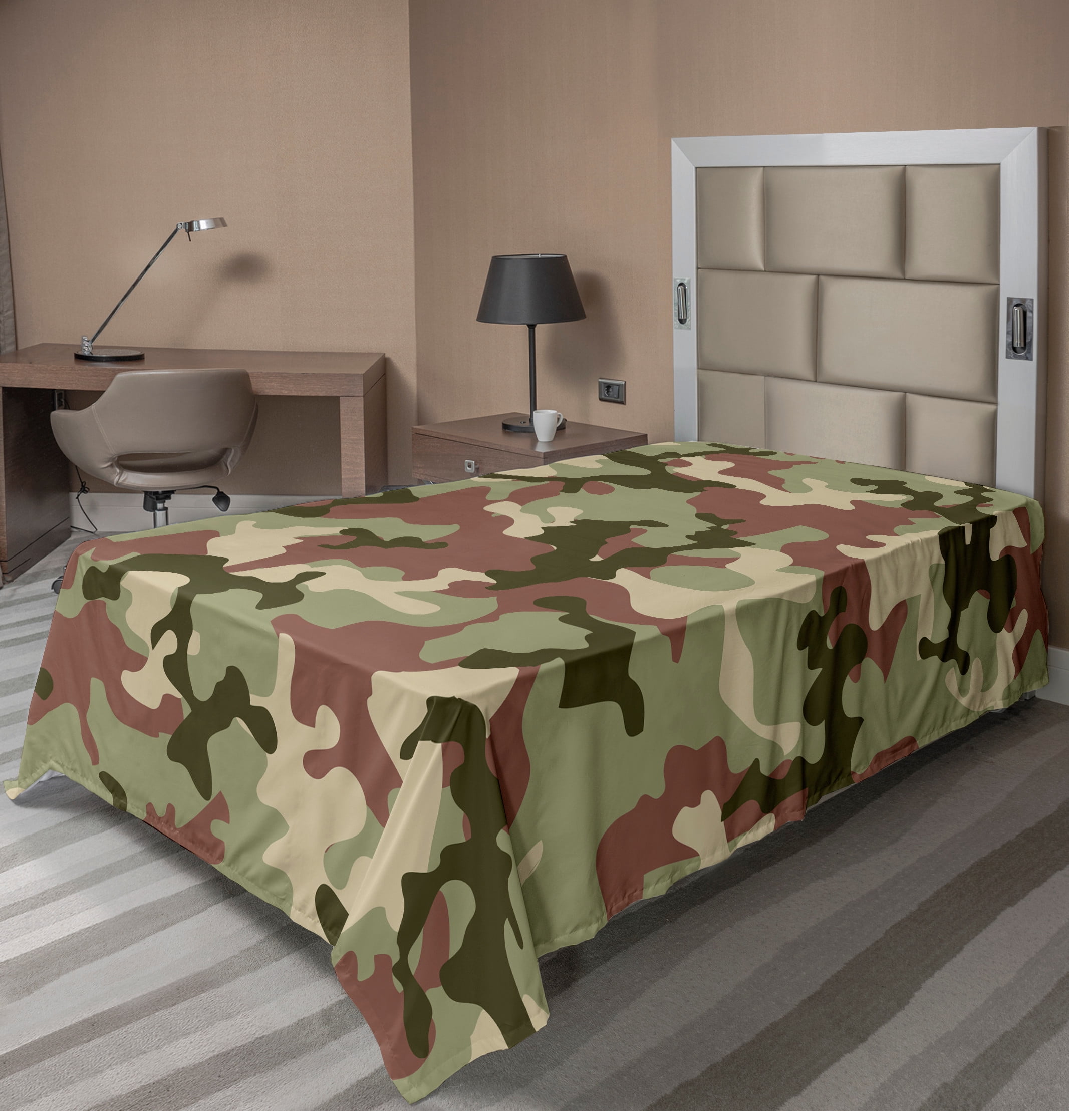 Ambesonne Camo Flat Sheet, Pattern in Forest Colors, Twin Size, Dark ...